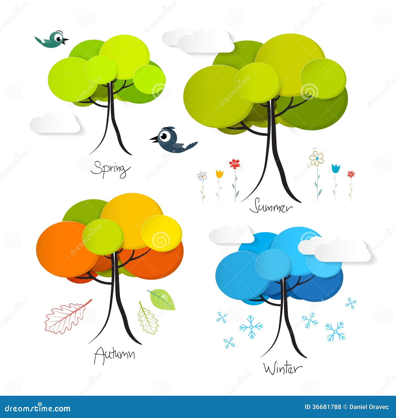 Four Seasons Vector Illustration Stock Vector - Illustration of branch ...