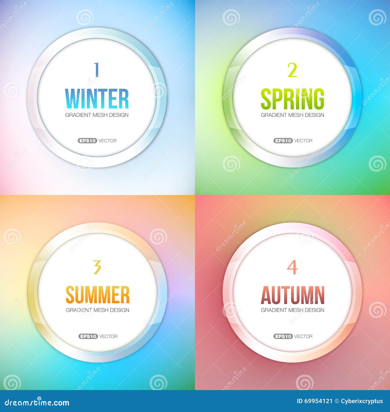 Four Seasons vector set stock vector. Illustration of design - 69954121