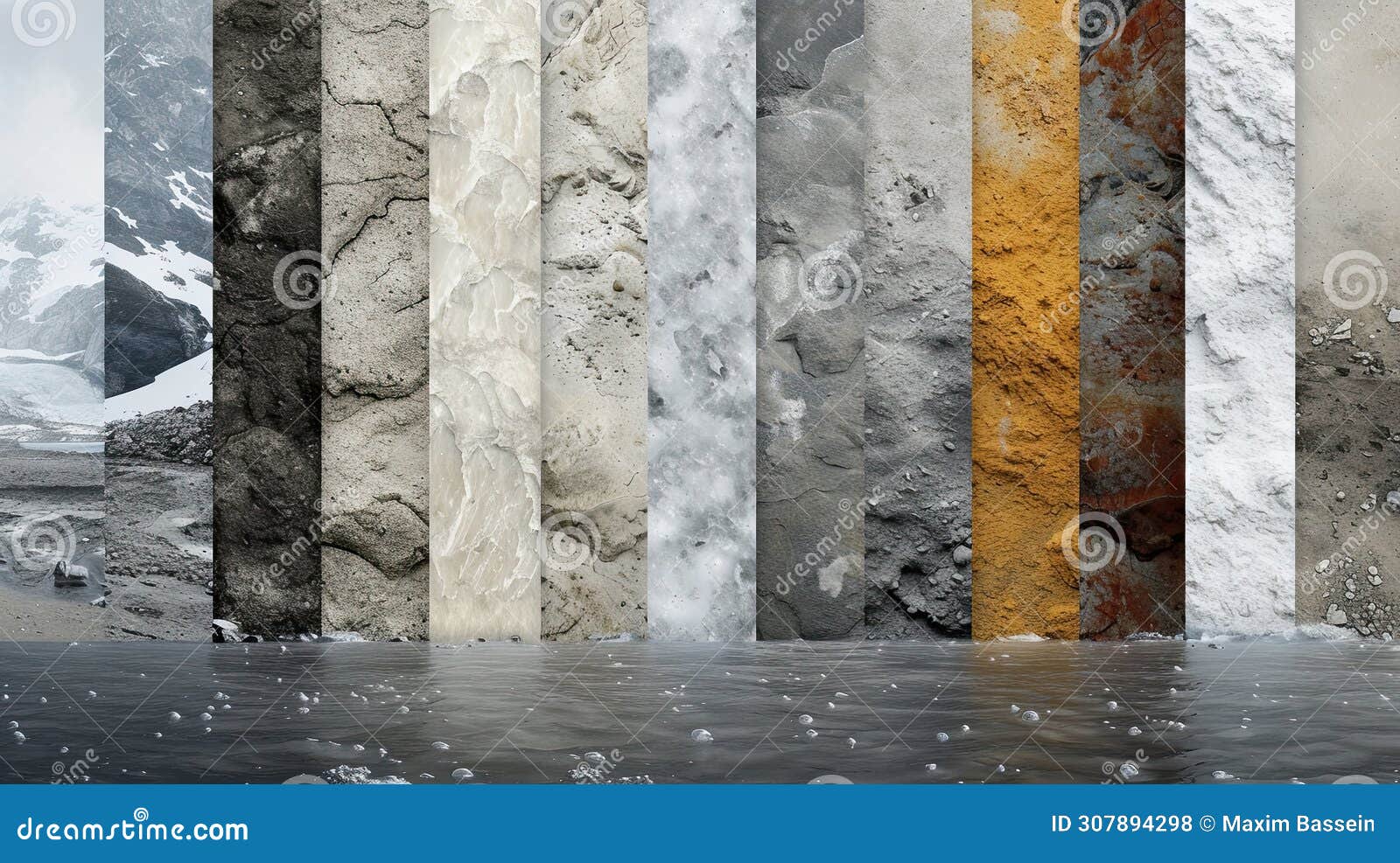 Four Seasons, Vertical Segmented Images of Abstract Landscapes Stock ...