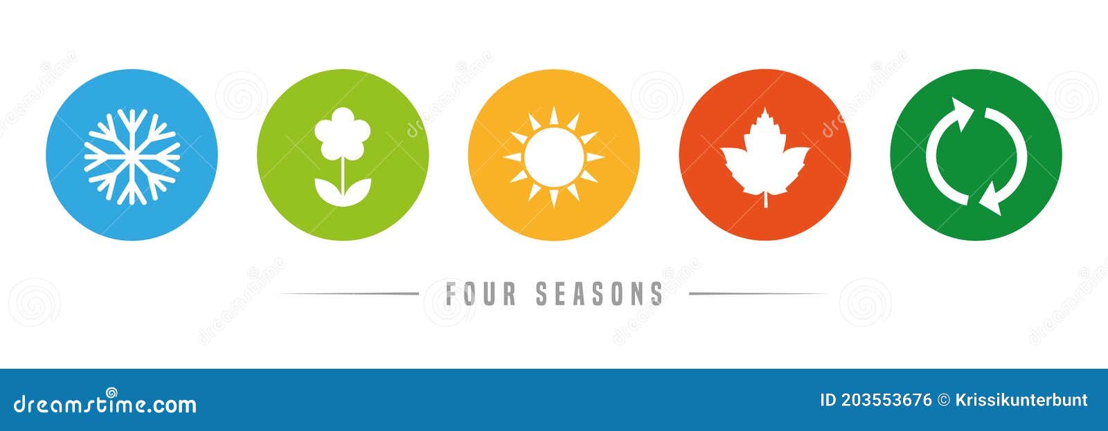 Four Seasons Winter Spring Summer Fall Icon Set Stock Vector ...