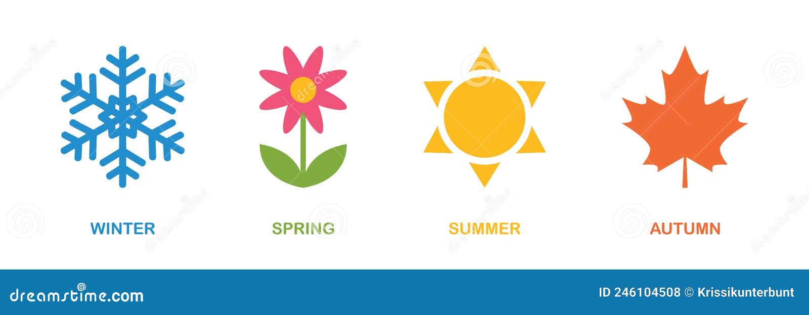 Four Seasons Winter Spring Summer Fall Icon Set Stock Vector ...