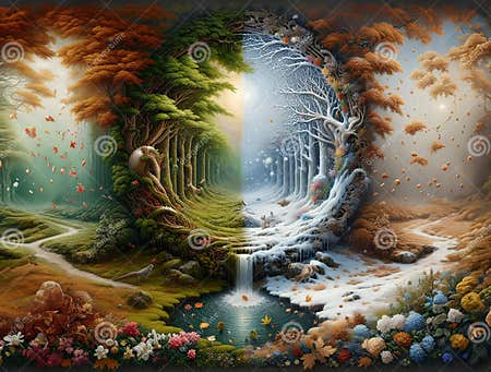 Four Seasons: Winter, Summer, Spring and Fall, Concept Stock ...