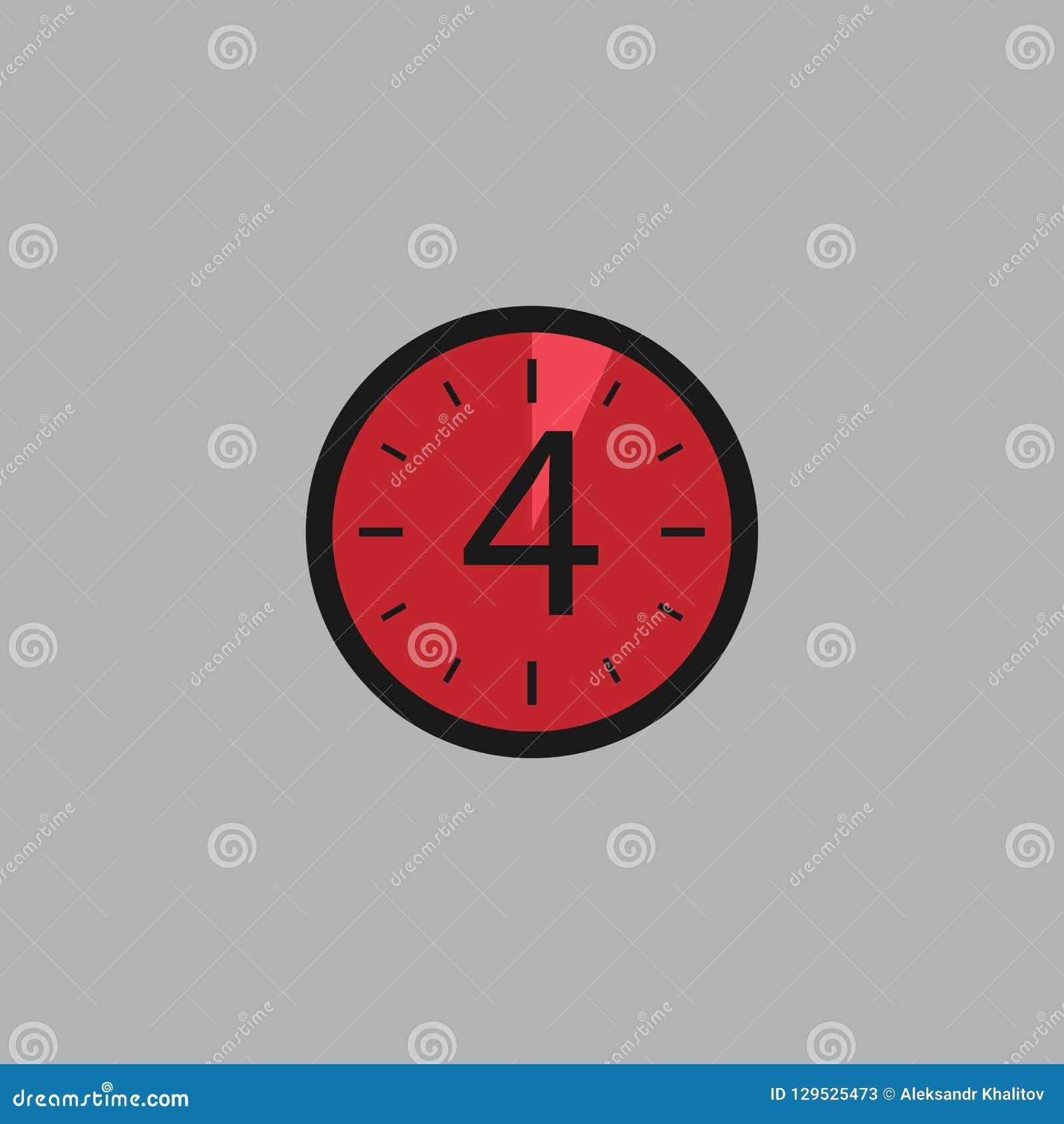 Four Seconds Clock on Gray Background. Stopwatch Icon in Flat Style ...