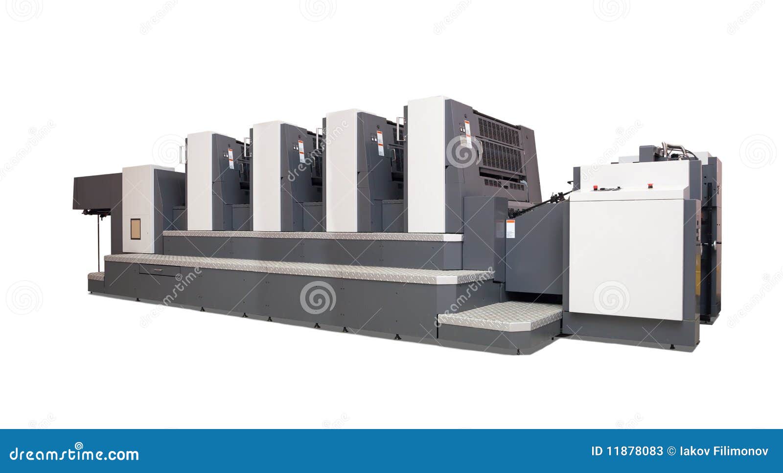 Four-section Offset Printed Machine Over White Stock Image - Image of ...