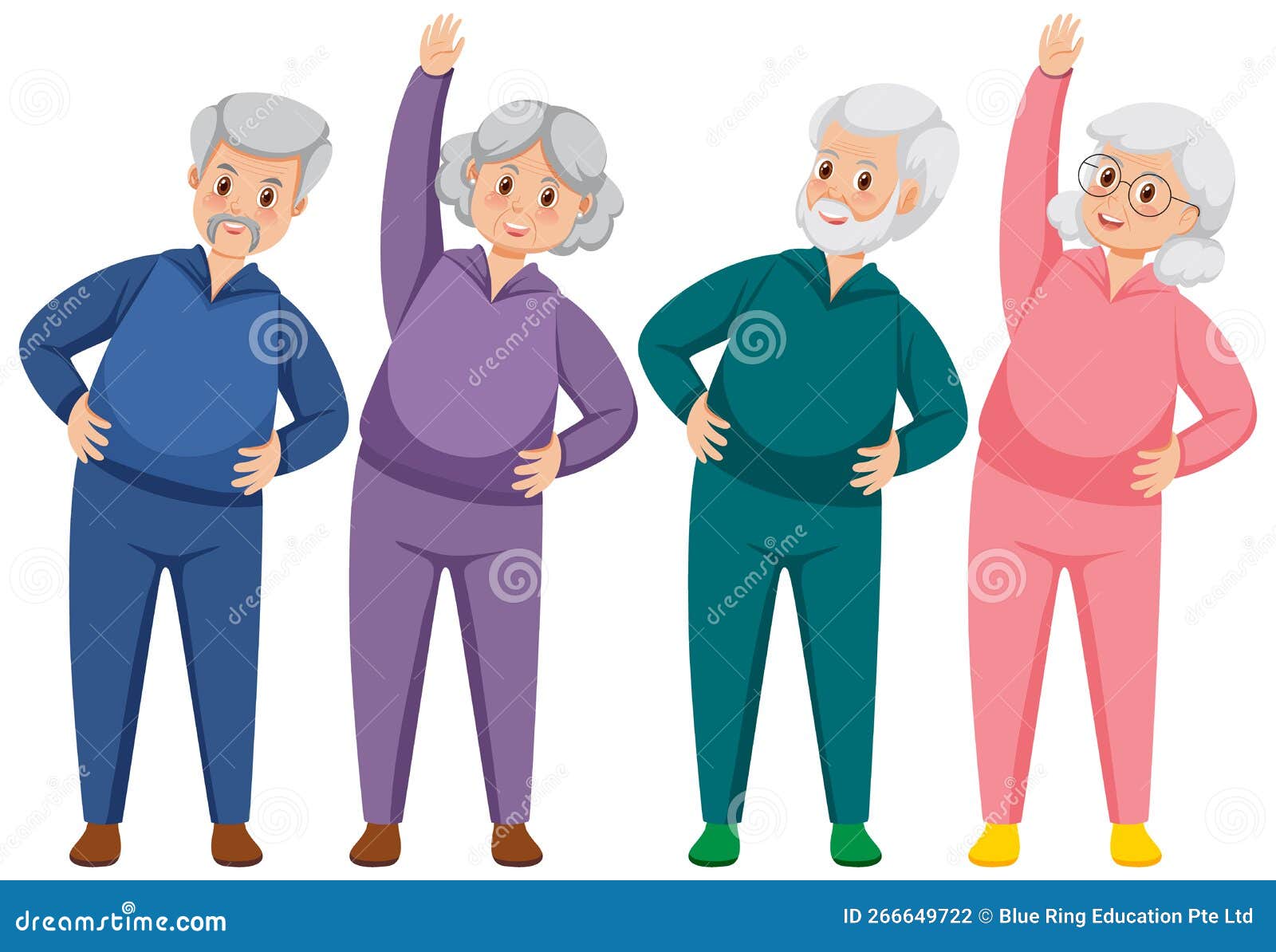 Four Senior People in Exercise Outfit Stock Vector - Illustration of ...