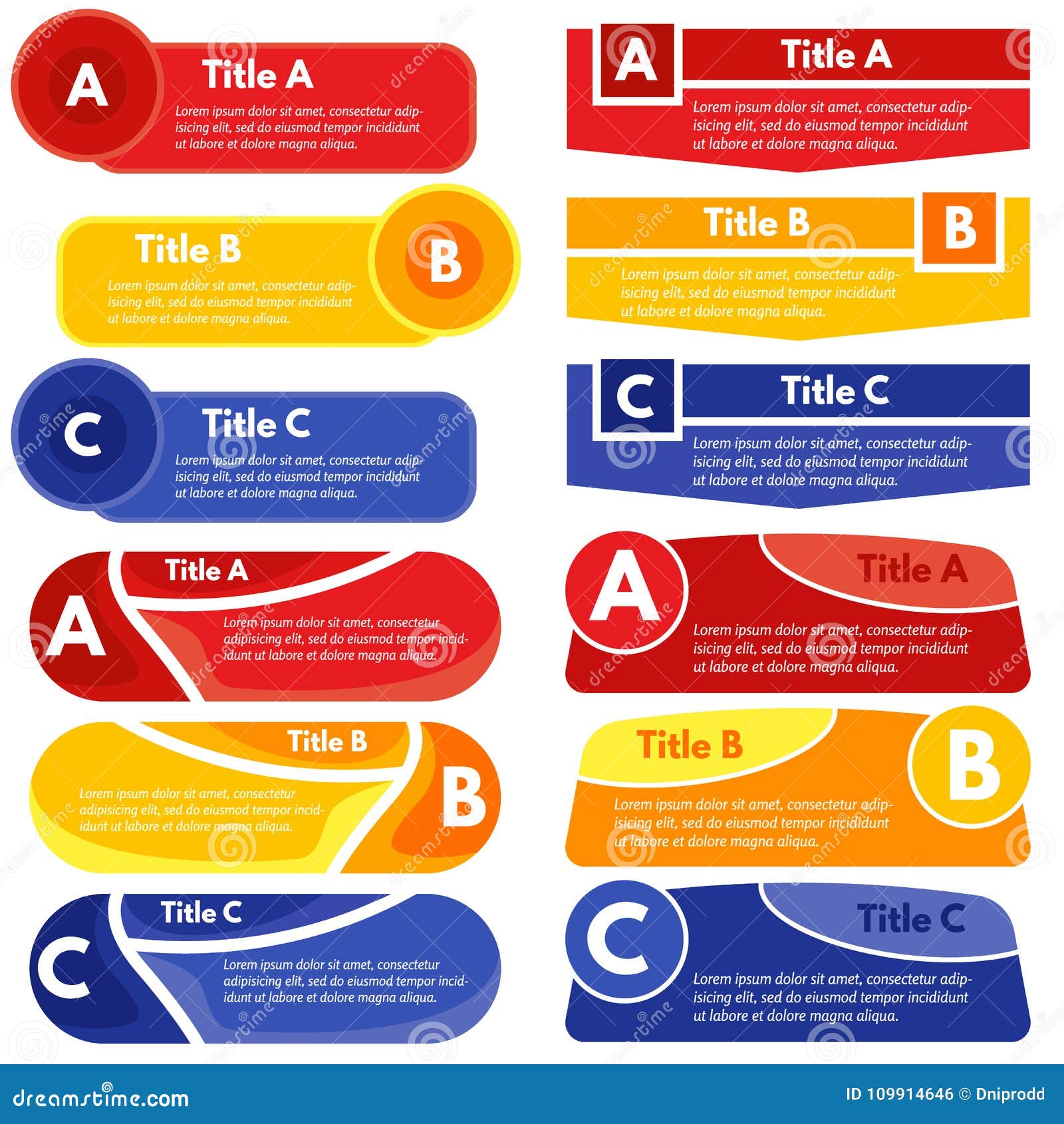 Four Sets of Three Elements of Infographic Design. Stock Vector ...