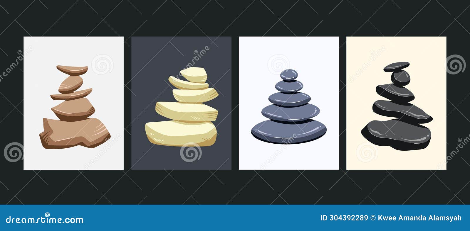 Zen Stone Stacks Vector Illustration Bundle Stock Vector - Illustration ...