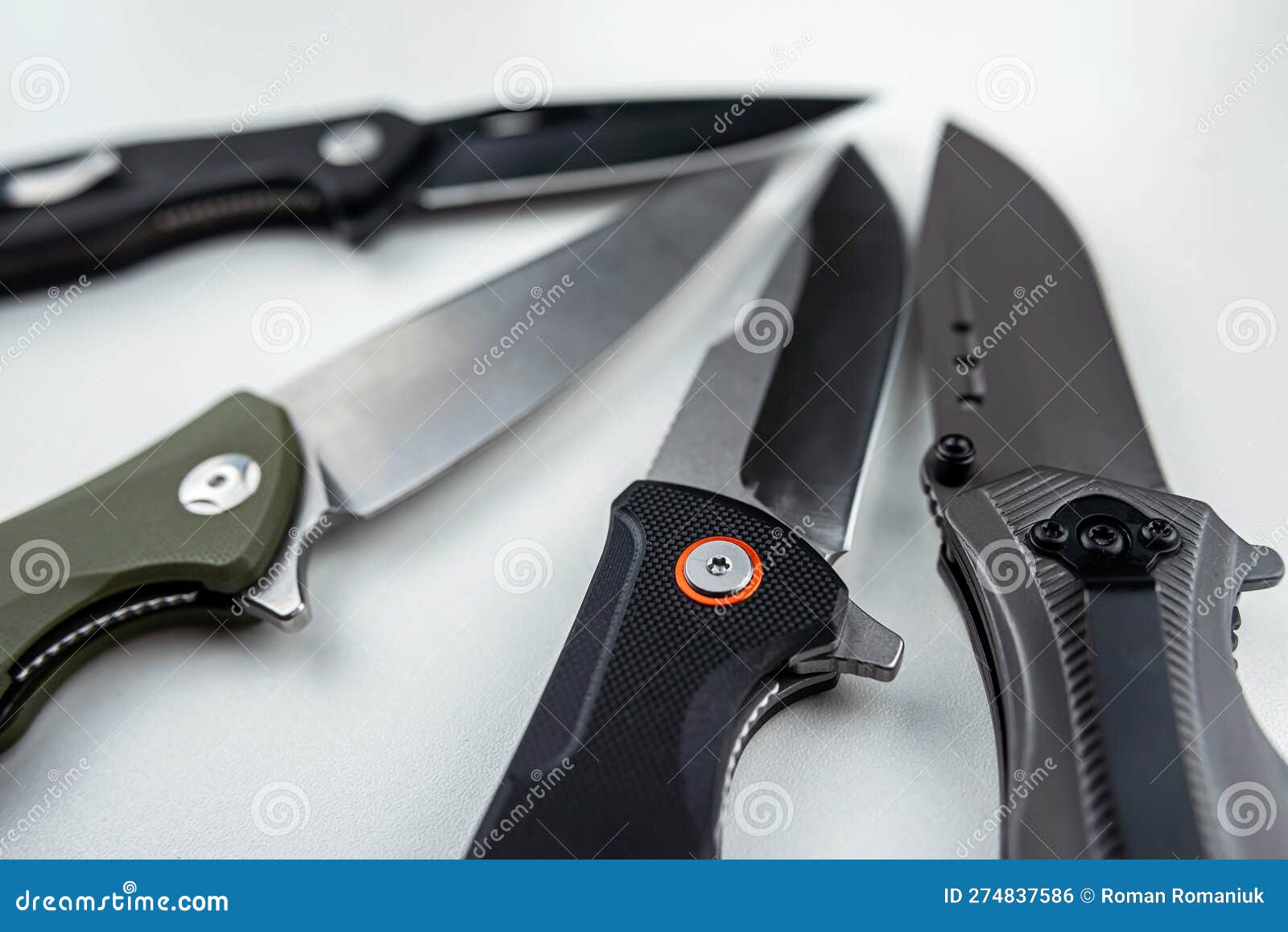 Four Sharp Combat Shiny Knife Isolated Stock Photo - Image of work ...