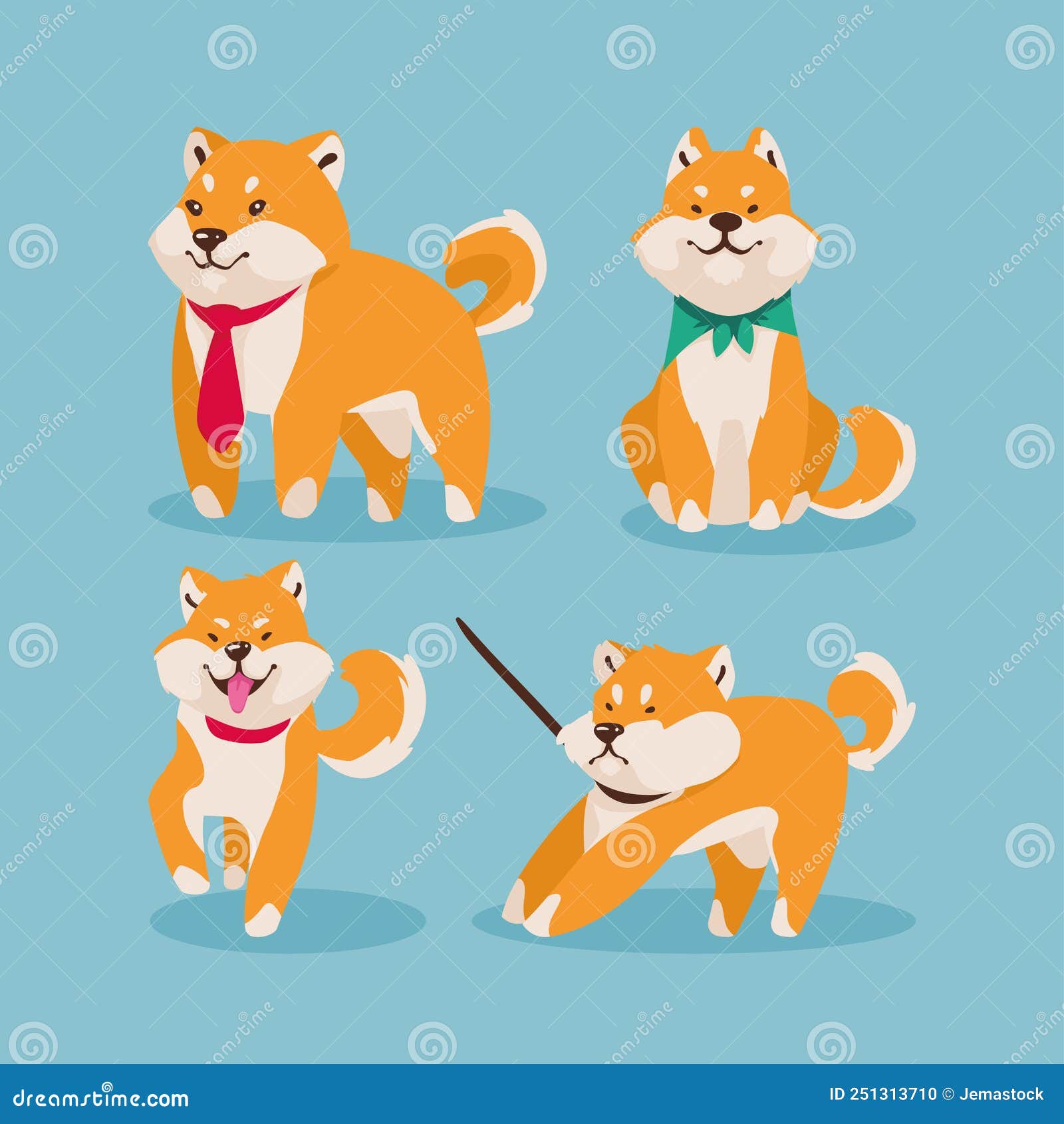 Four shiba inu icons stock vector. Illustration of domestic - 251313710