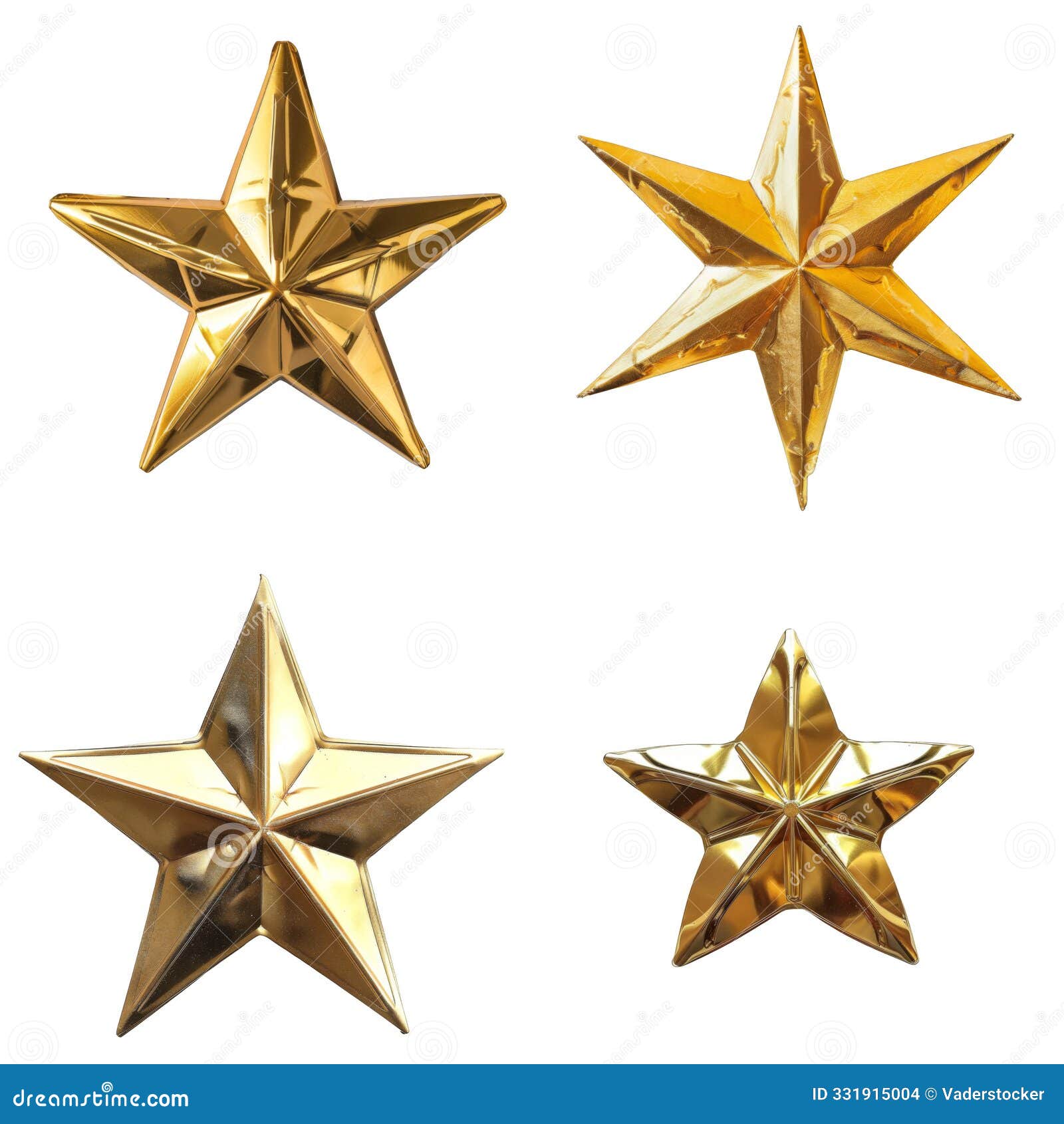 Four Shiny Gold Five-Pointed Stars Stock Illustration - Illustration of ...