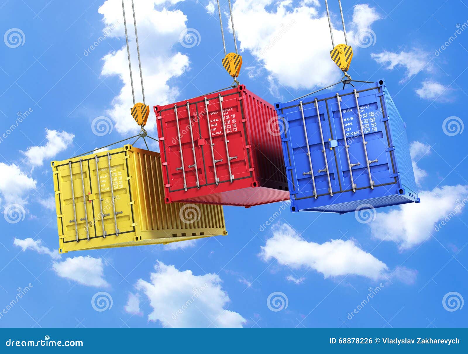 Four Shipping Containers during Transport Stock Illustration ...
