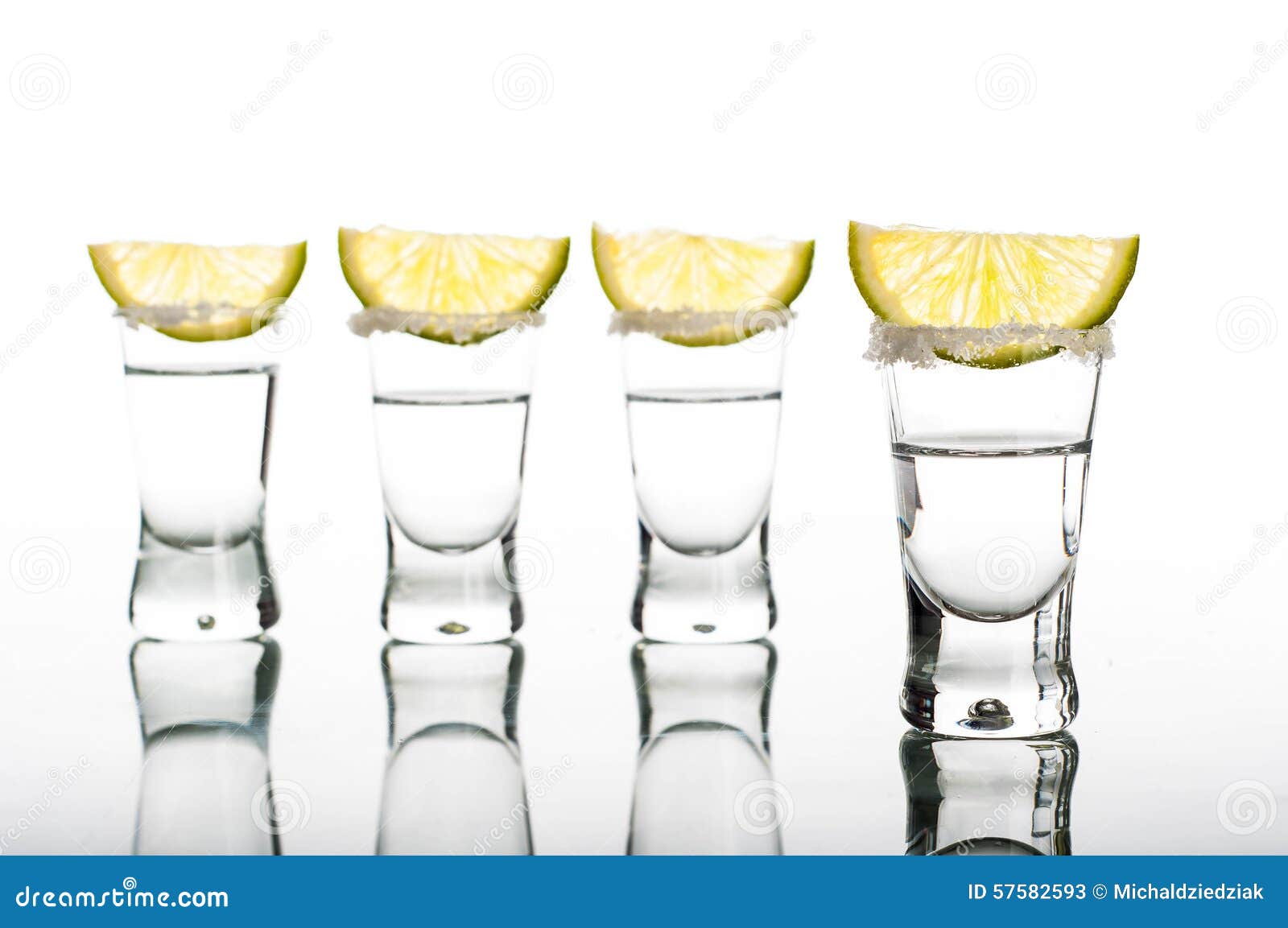 Four Shots of Vodka with Lemon Stock Image - Image of party, drink ...