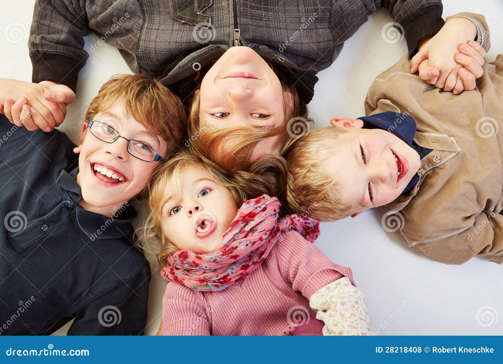 Four siblings in a circle stock photo. Image of childhood - 28218408