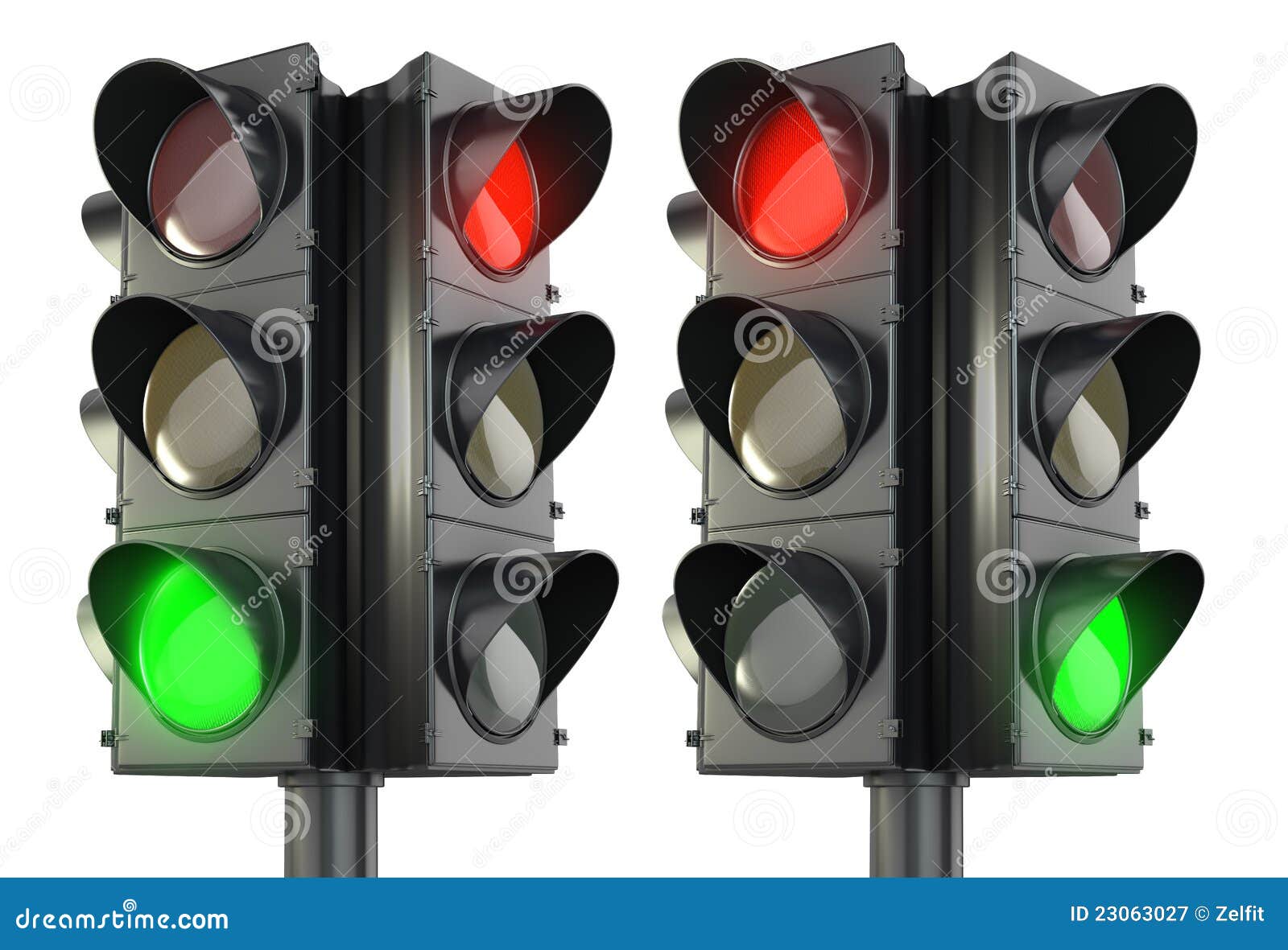 Four Sided Traffic Lightm Red and Green Variations Stock Illustration ...