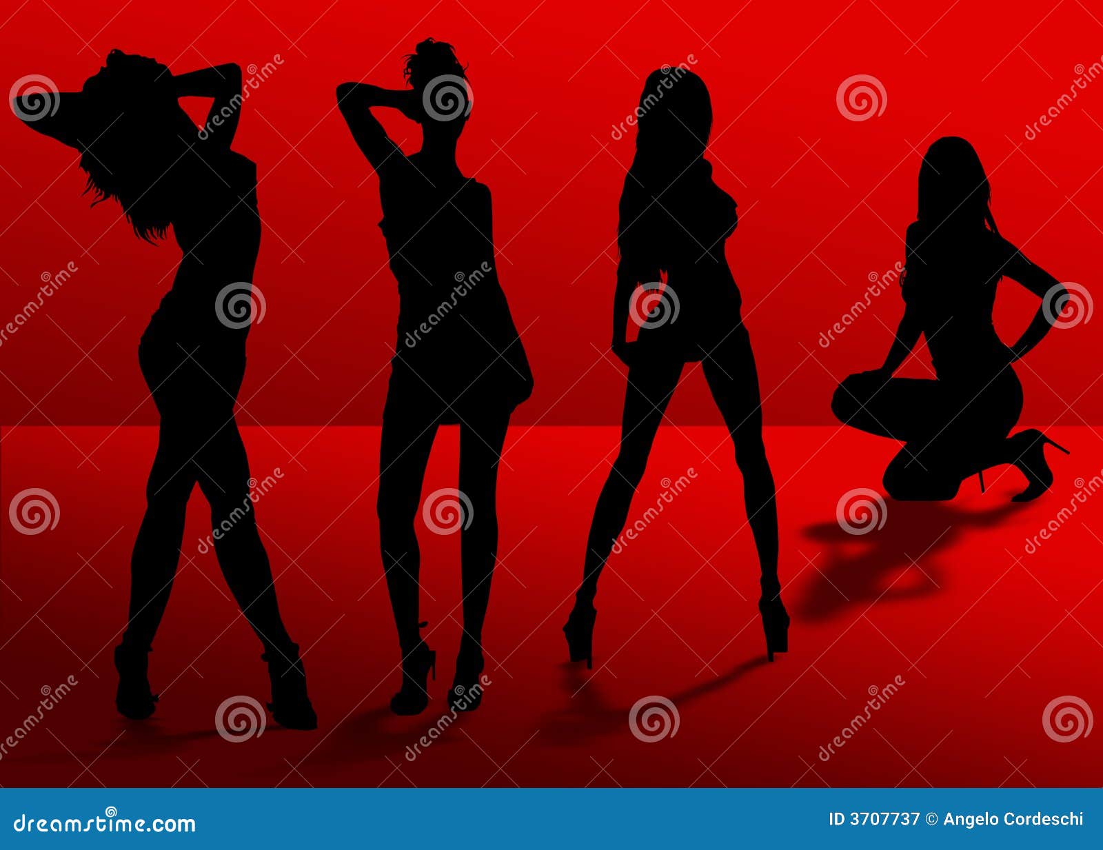 Four Silhouette Women Shadows Royalty Free Stock Photography - Image ...