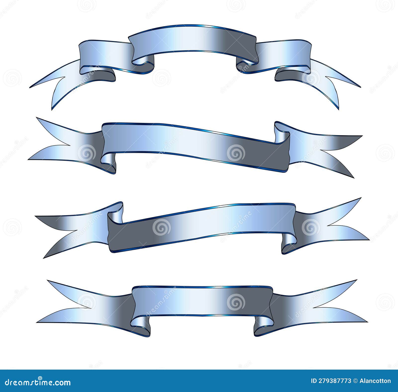 Four SIlver Banners on White Stock Vector - Illustration of award, blue ...