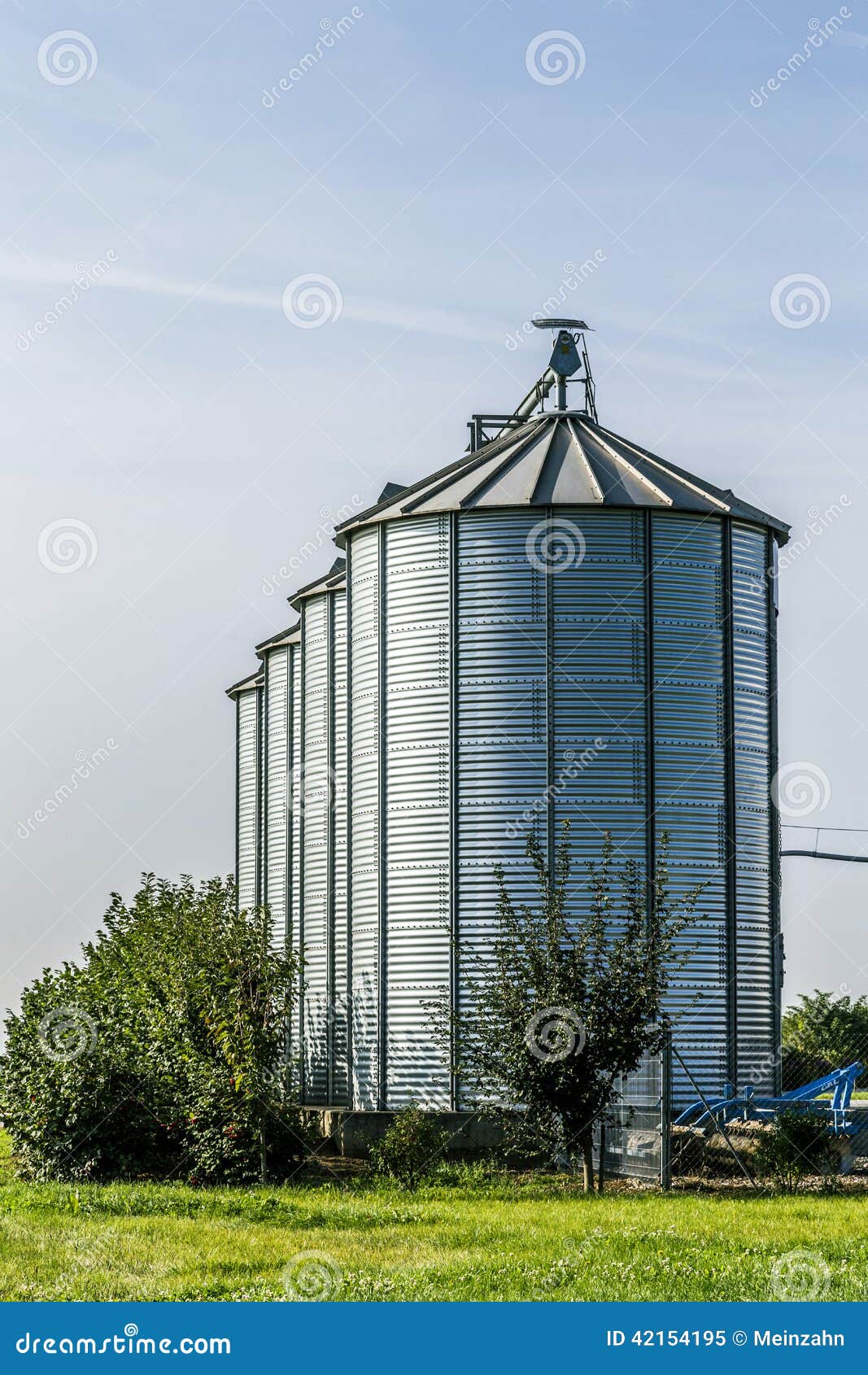 Four silver silos in field stock image. Image of food - 42154195