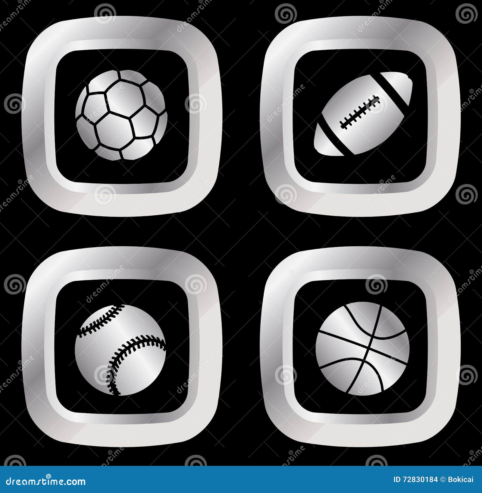 Four silver sport icons stock vector. Illustration of vecort - 72830184