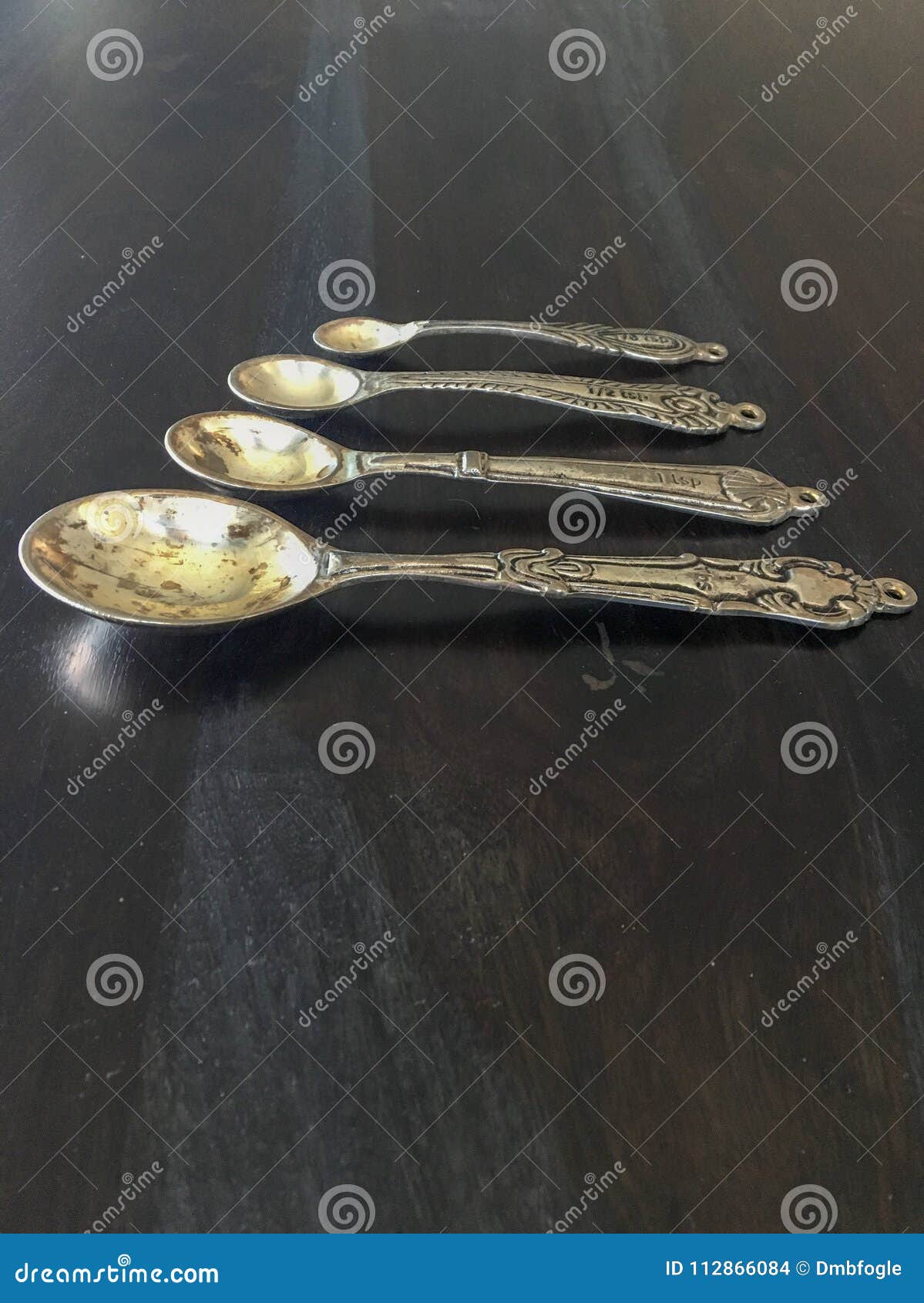 Four silver tablespoons stock photo. Image of life, ornate - 112866084