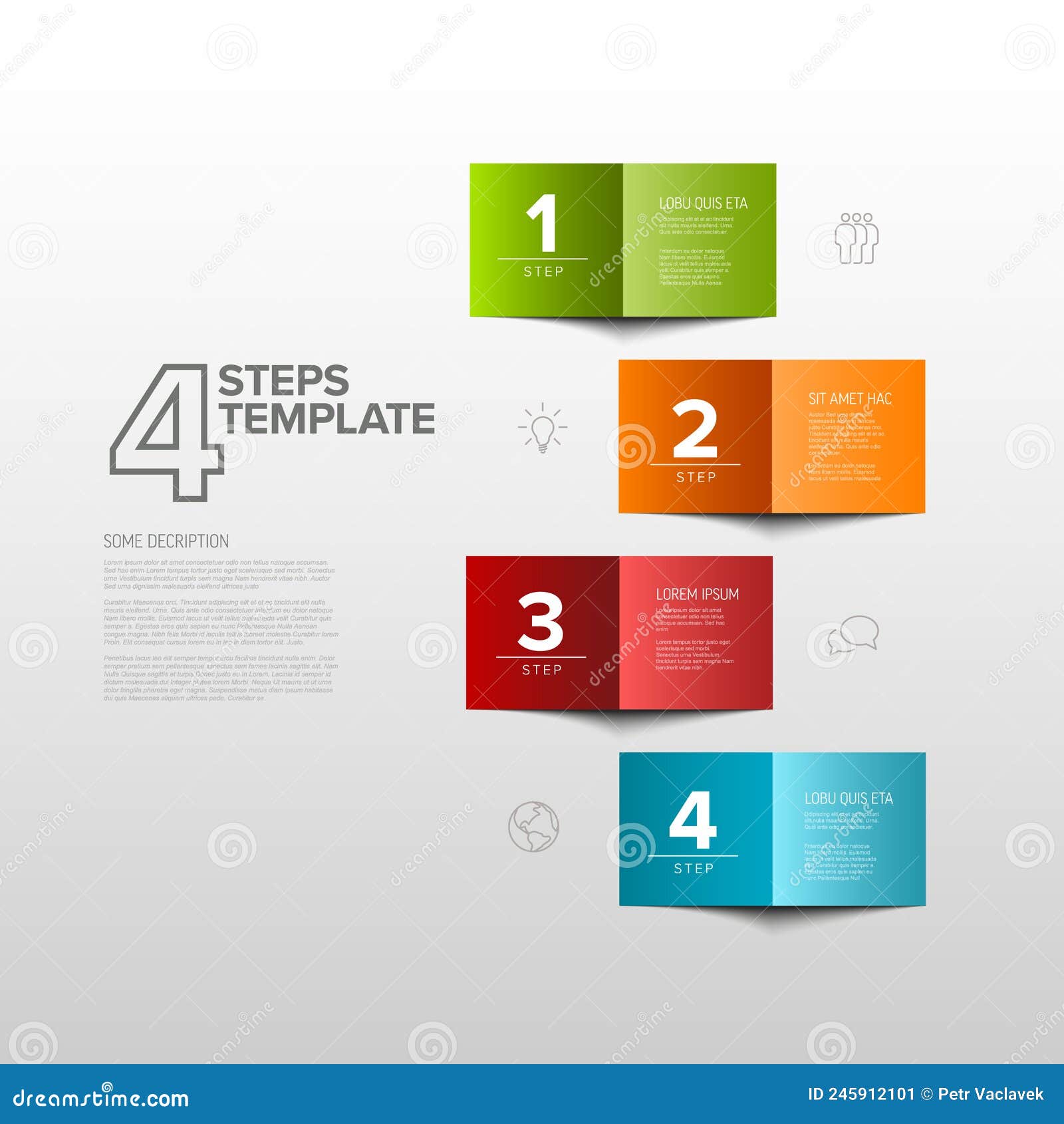 Four Simple Colorful Folded Paper Steps Process Infographic Template ...