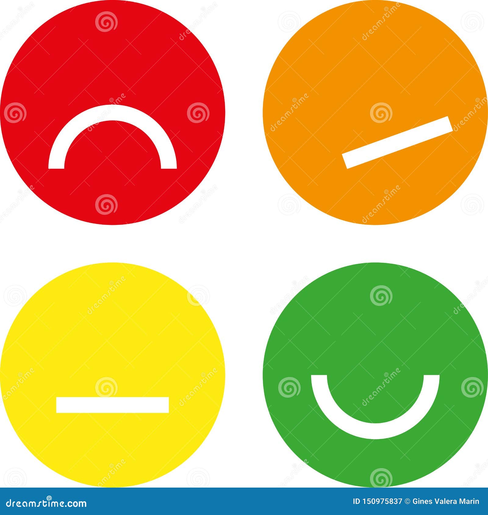 Four Simple and Flat Classification Emojis for Rating. Stock Vector ...