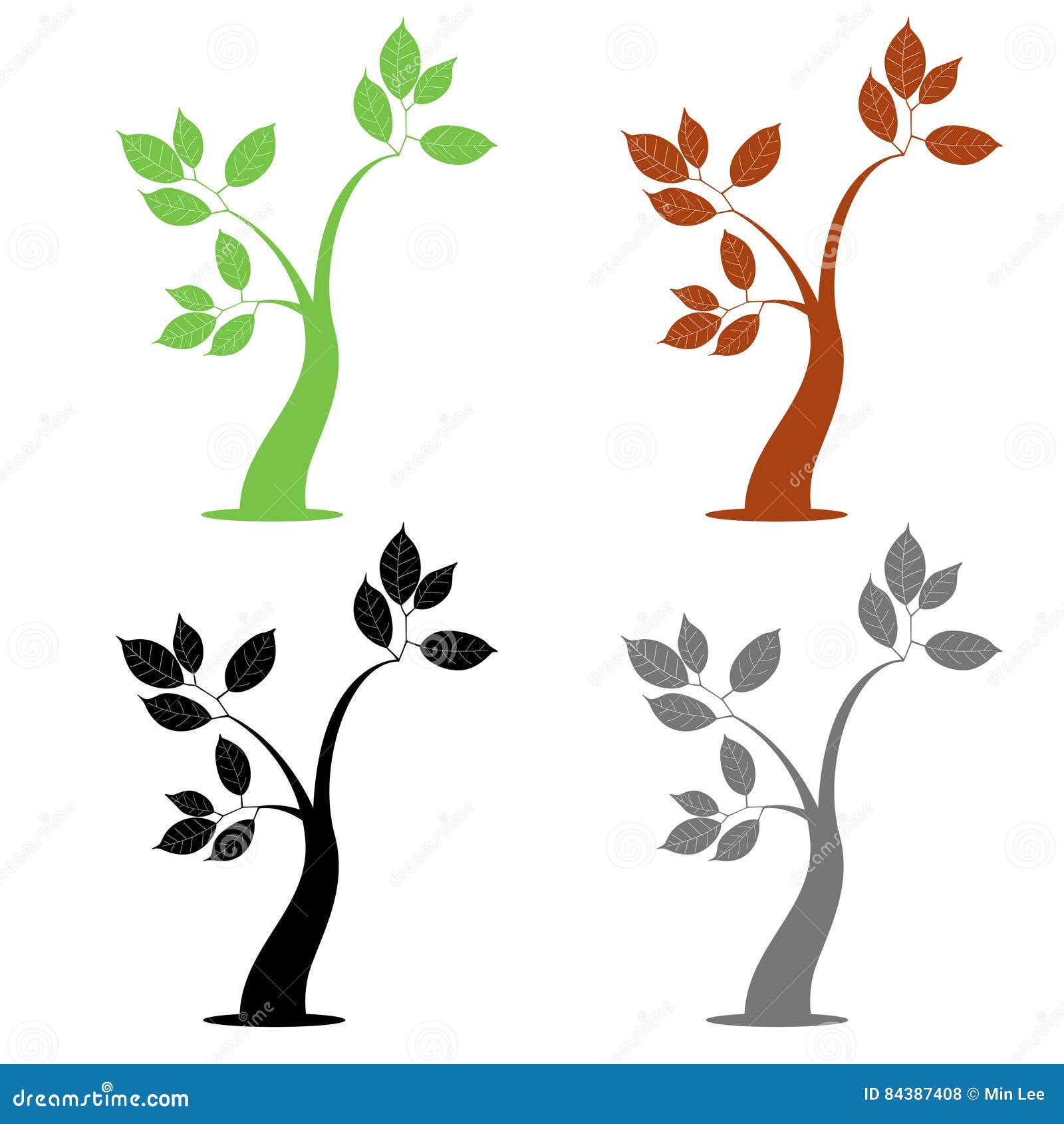 Four simple tree stock vector. Illustration of summer - 84387408