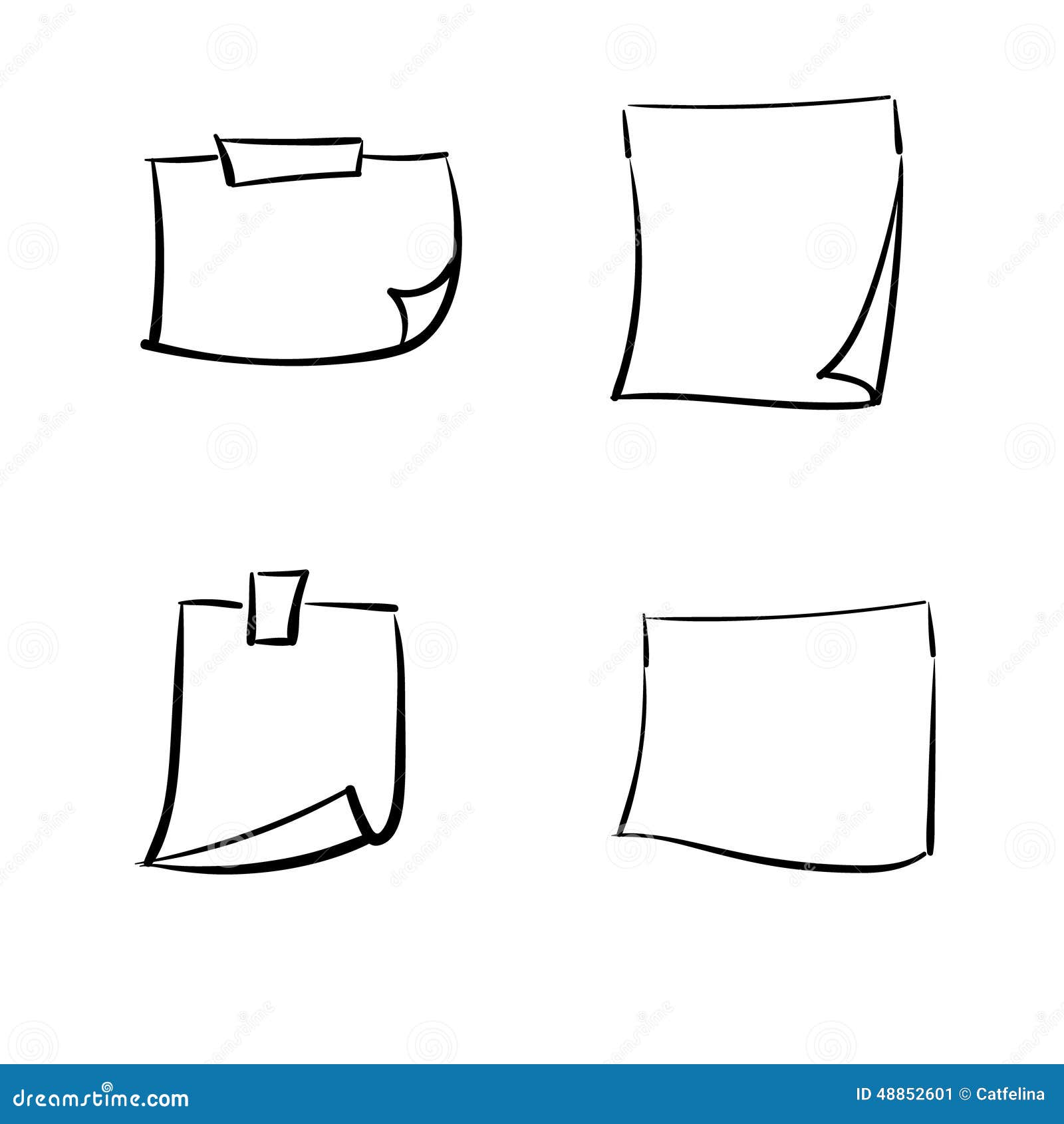 Four Sketch Hand-drawn Notes Stock Vector - Illustration of object ...