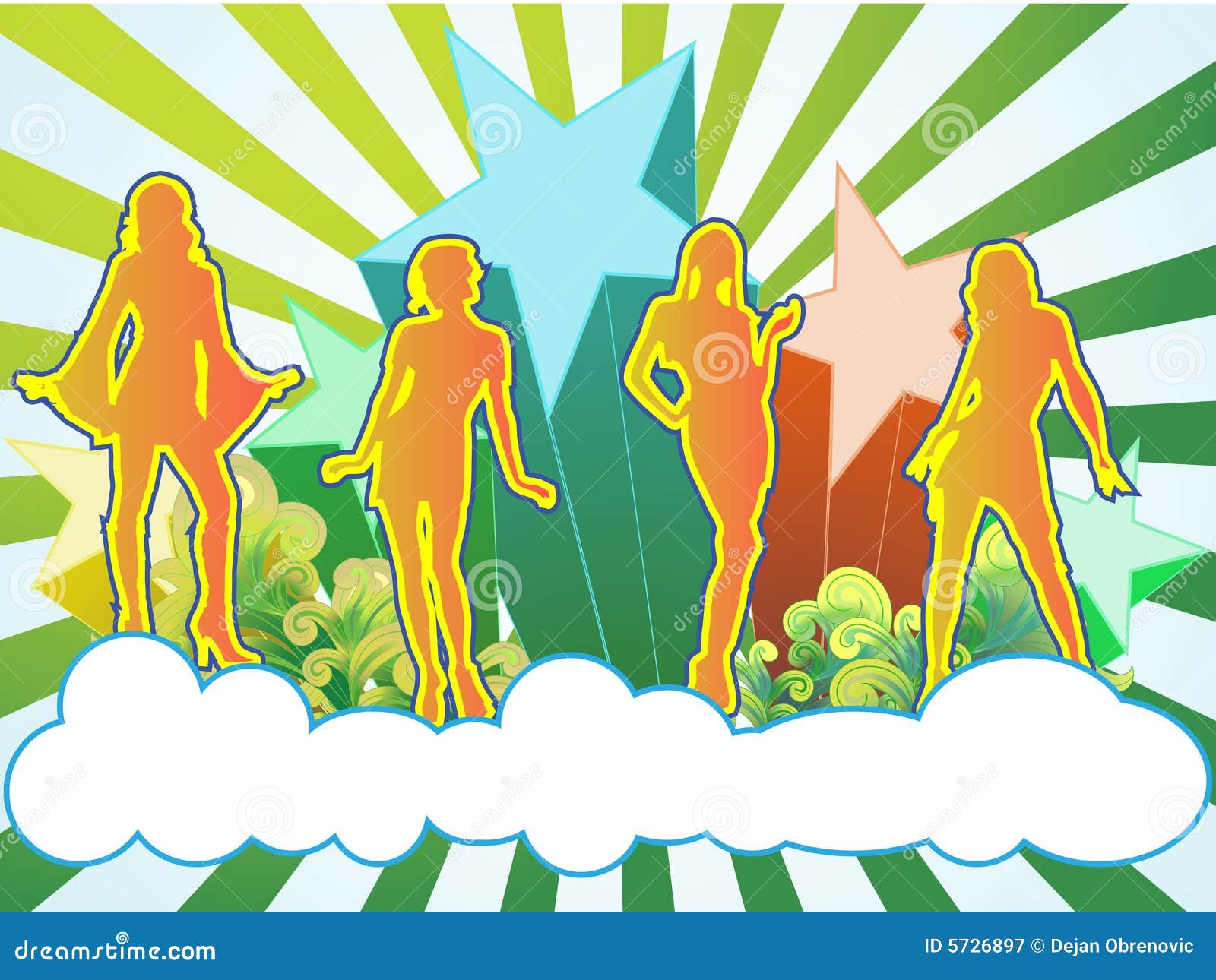 Four Sky Dancers stock vector. Illustration of dance, star - 5726897