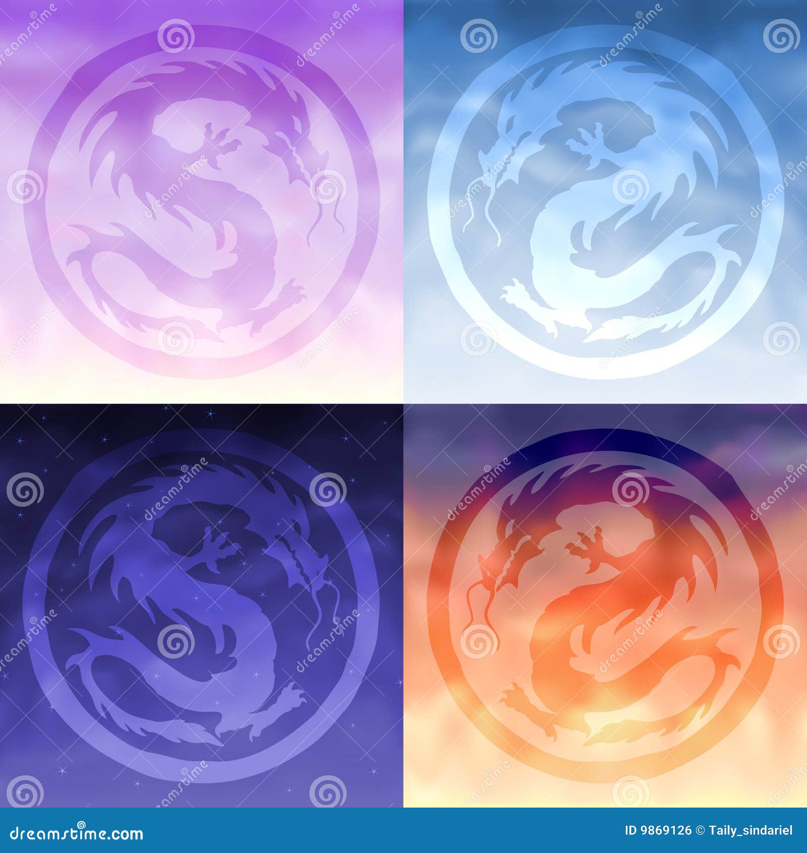 Four sky dragons stock vector. Illustration of asian, cloud - 9869126