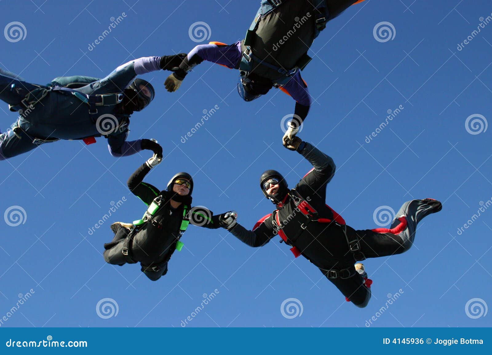 Four Skydiver Form a Circle Stock Photo - Image of work, seeking: 4145936