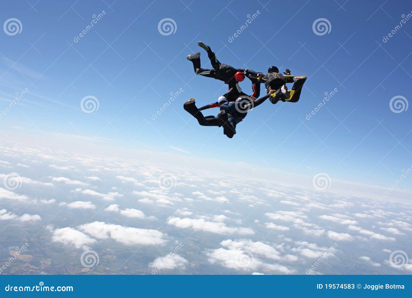 Four Skydivers after the Have Exit an Airplane Stock Image - Image of ...