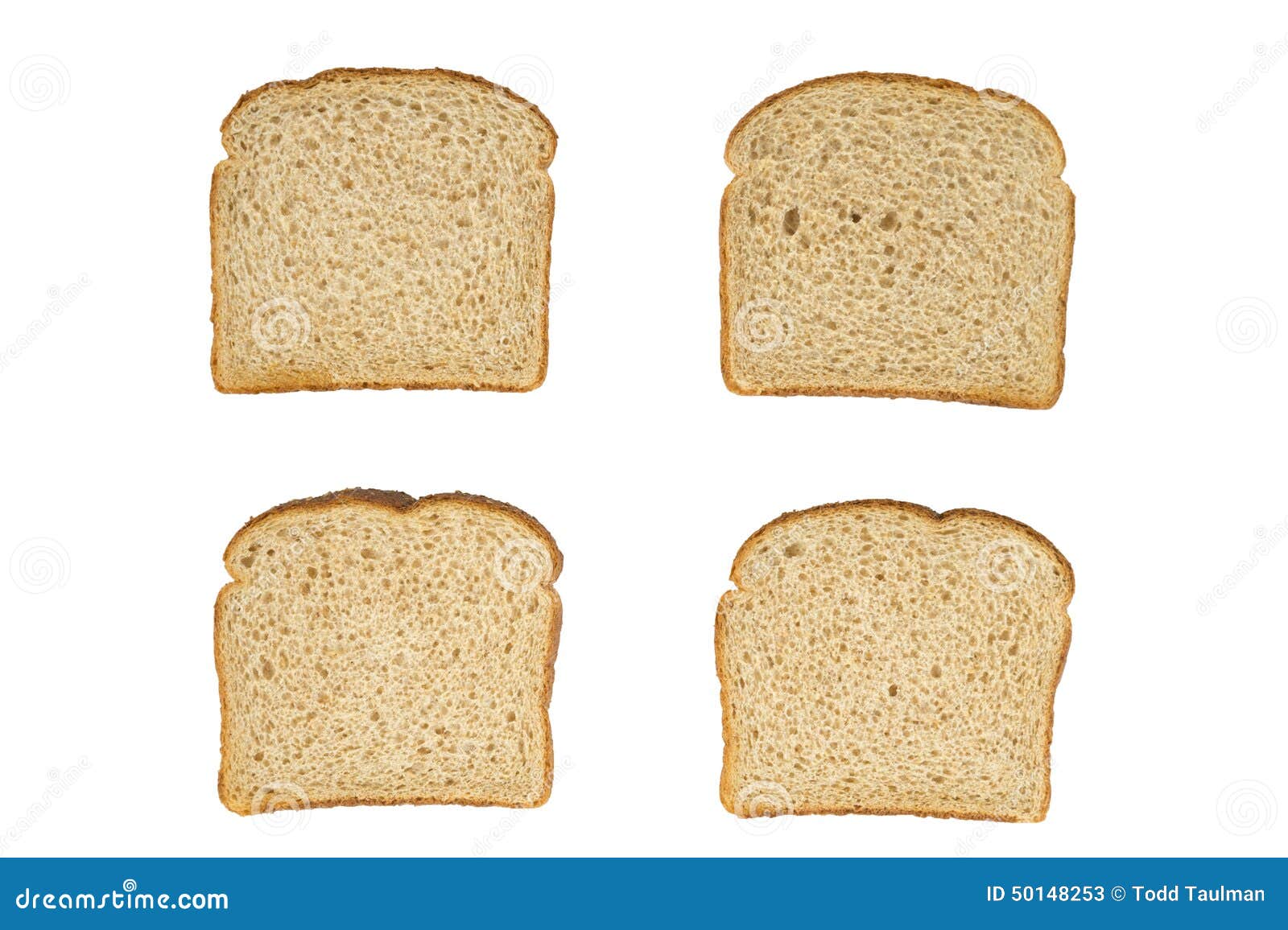 Four Slices Wheat Bread Top View Stock Image - Image of isolated ...