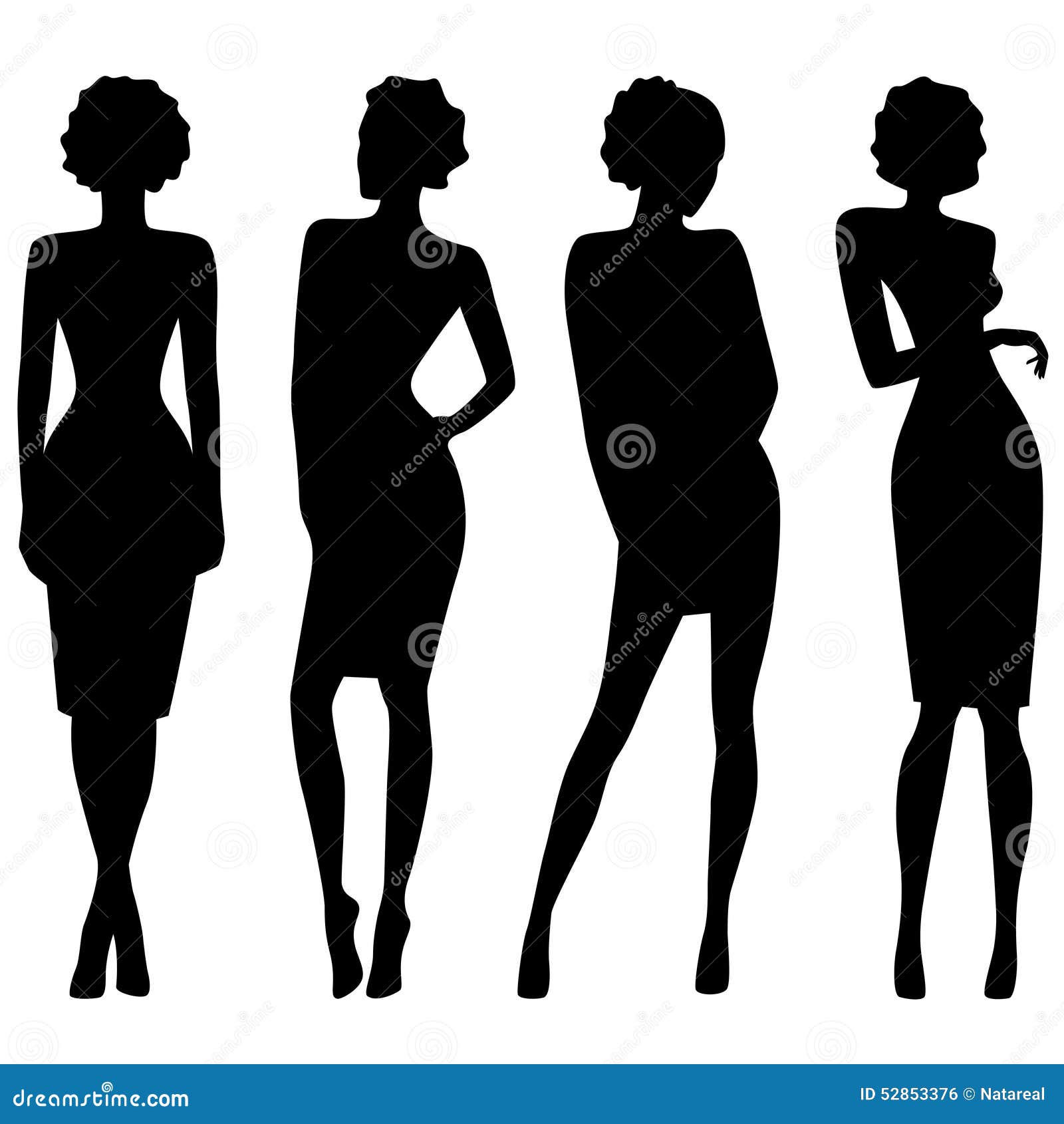 Four Slim Attractive Women Silhouettes Stock Vector - Illustration of ...