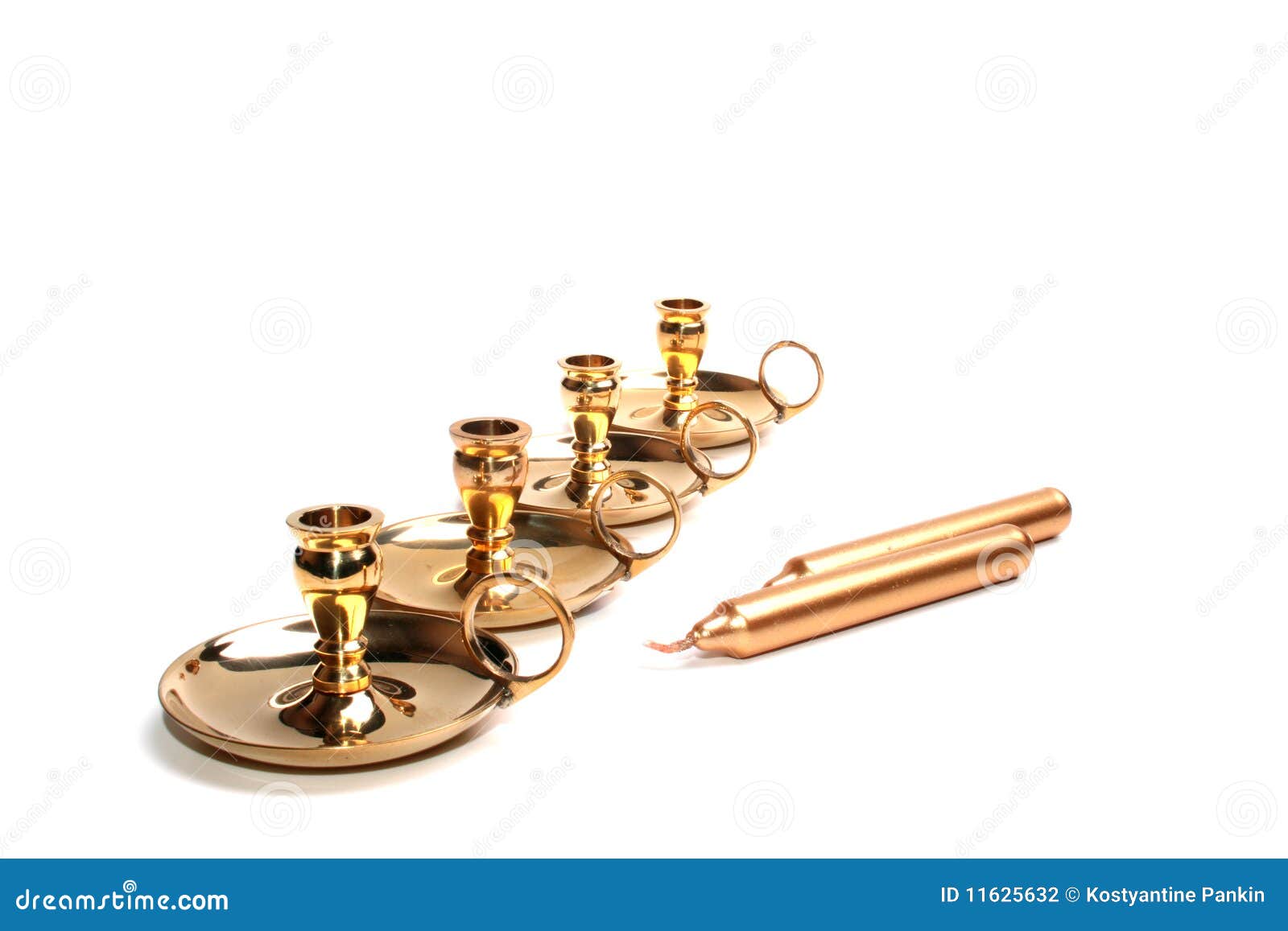 Four small candlesticks stock photo. Image of bronze - 11625632