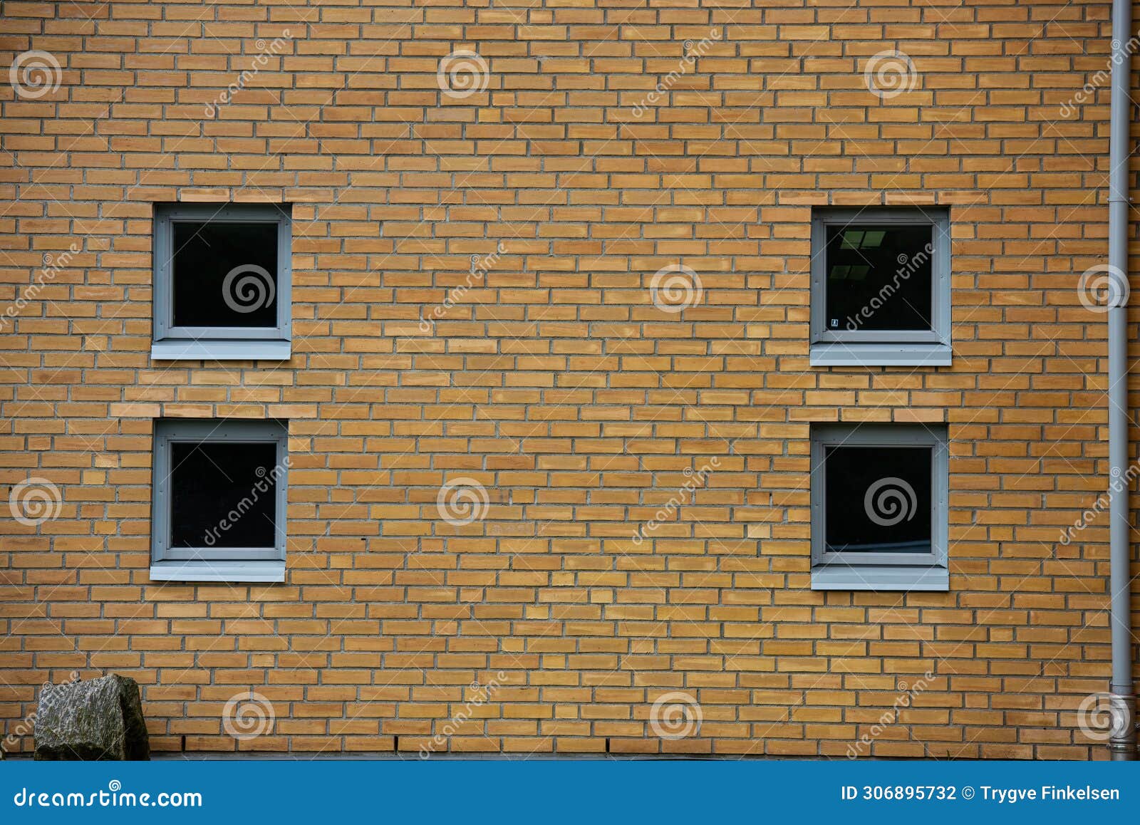 Four Small Windows in a Brick Wall.. Stock Photo - Image of blue ...