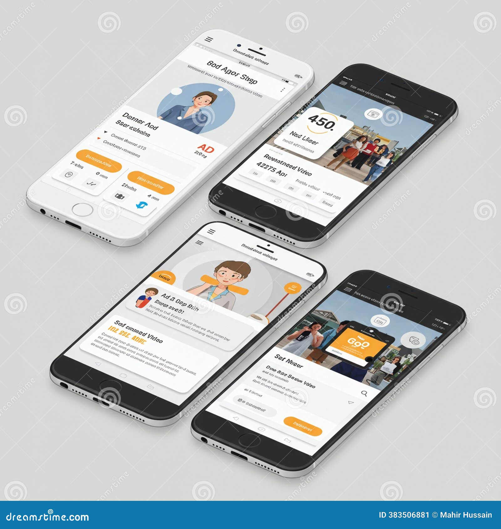 Four Smartphones Showing Different Security Unlock Methods With ...