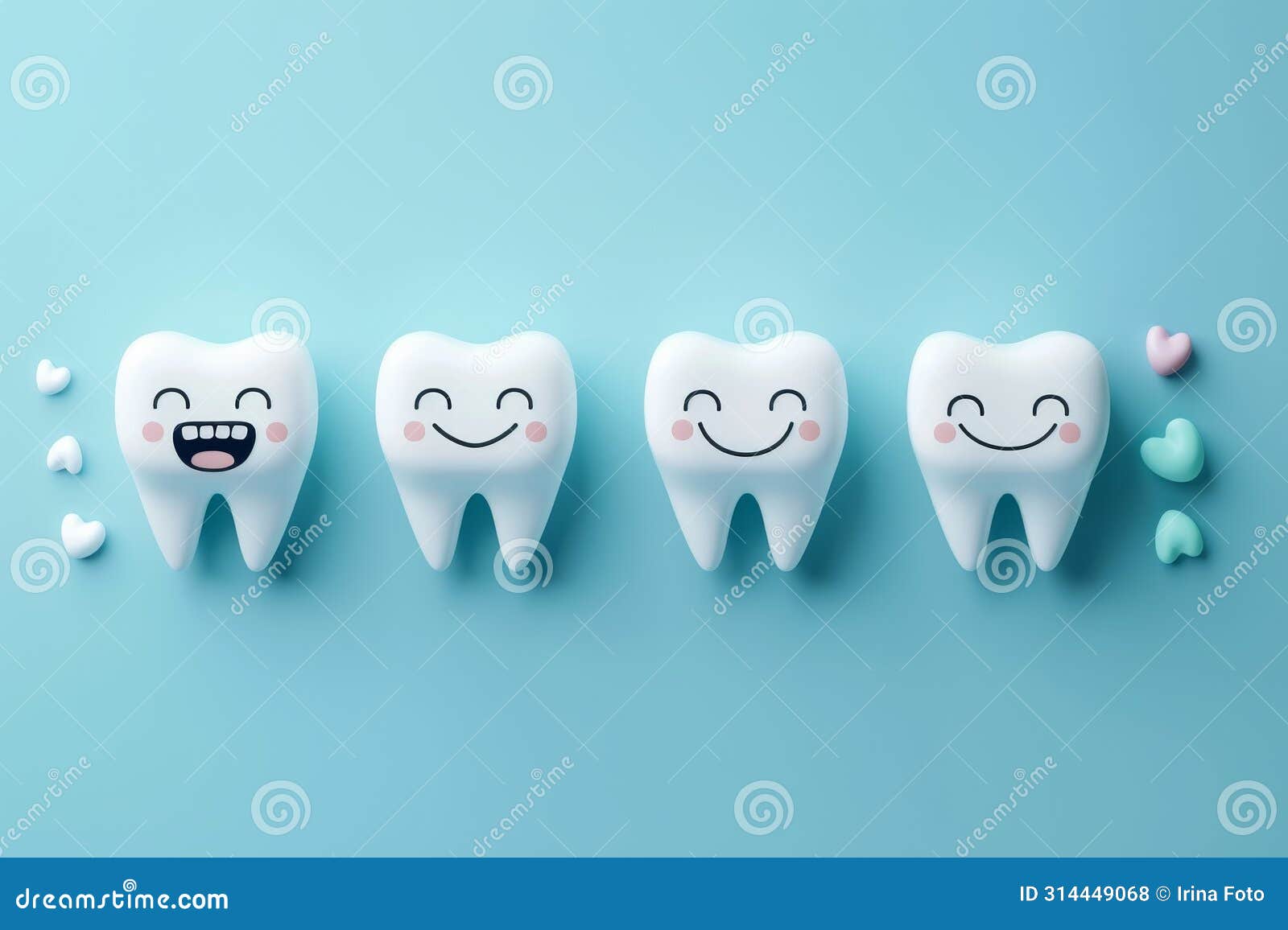 Four Smiling Teeth on a Blue Background. Stock Illustration ...