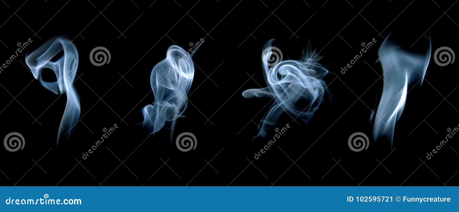 Four smoke curls stock image. Image of background, mist - 102595721