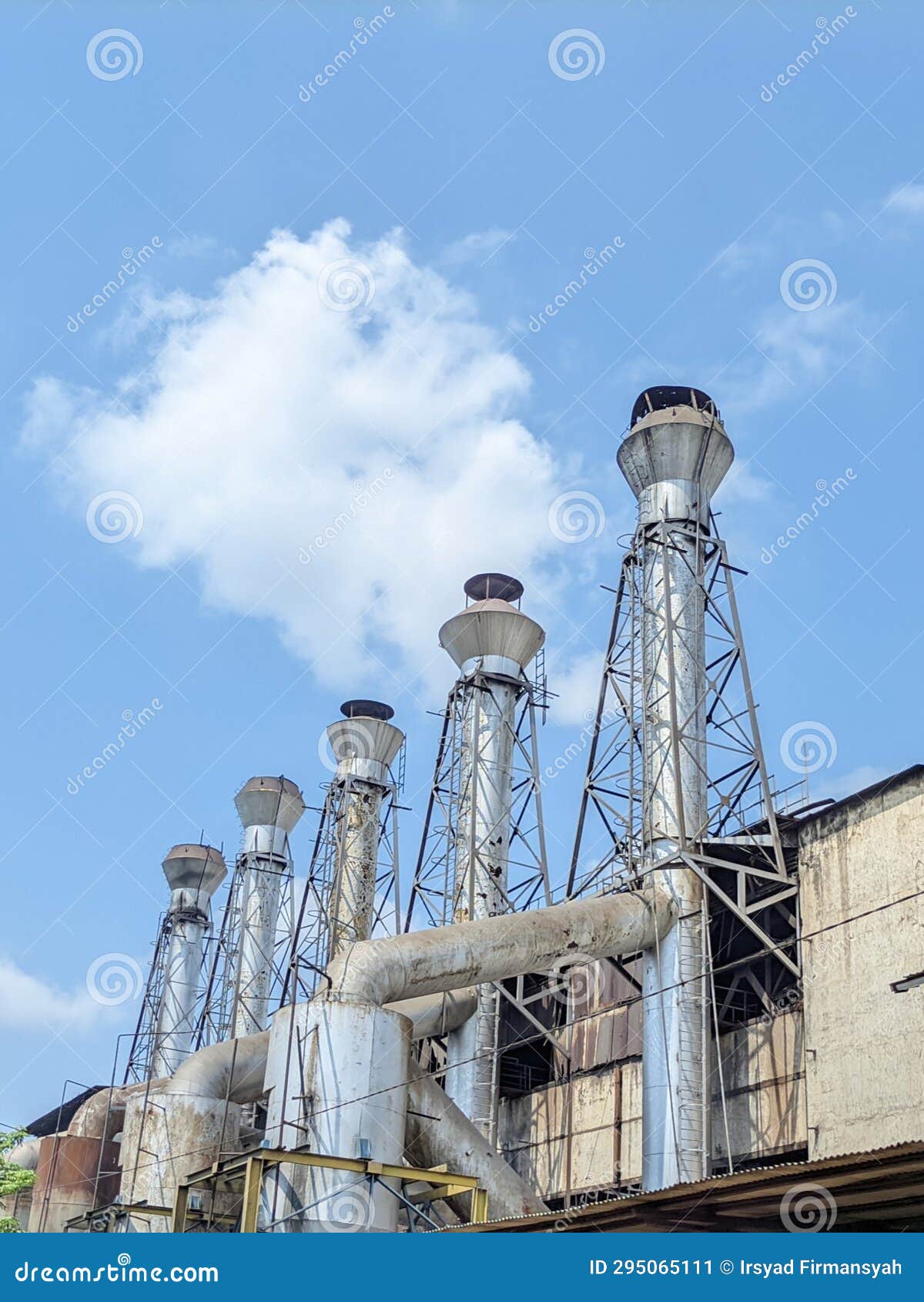 Four Smokeless Factory Chimneys Stock Image - Image of chimneys ...
