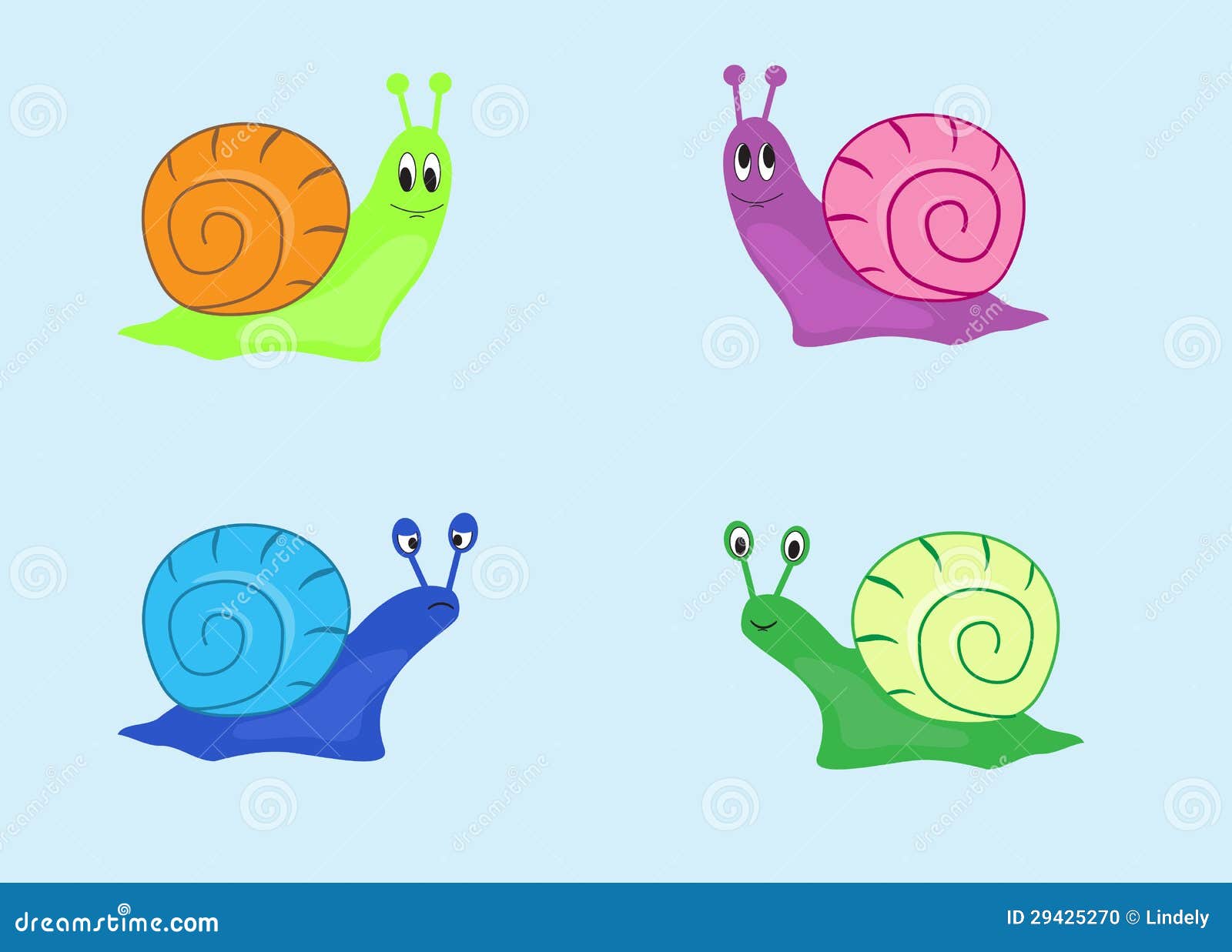 Four snails stock vector. Illustration of group, purple - 29425270