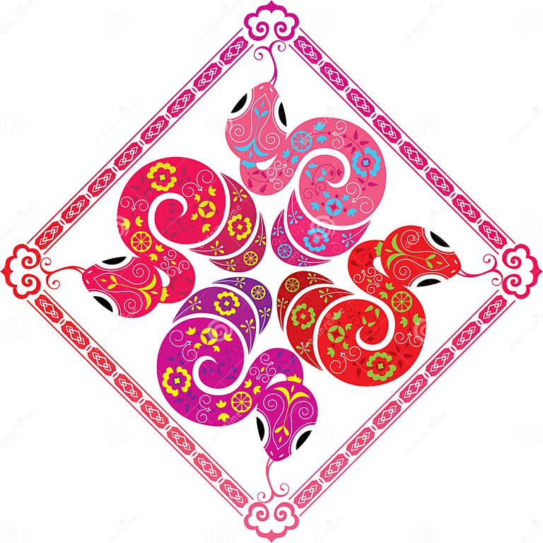Four Snakes Fortune Design Graphic Stock Vector - Illustration of ...
