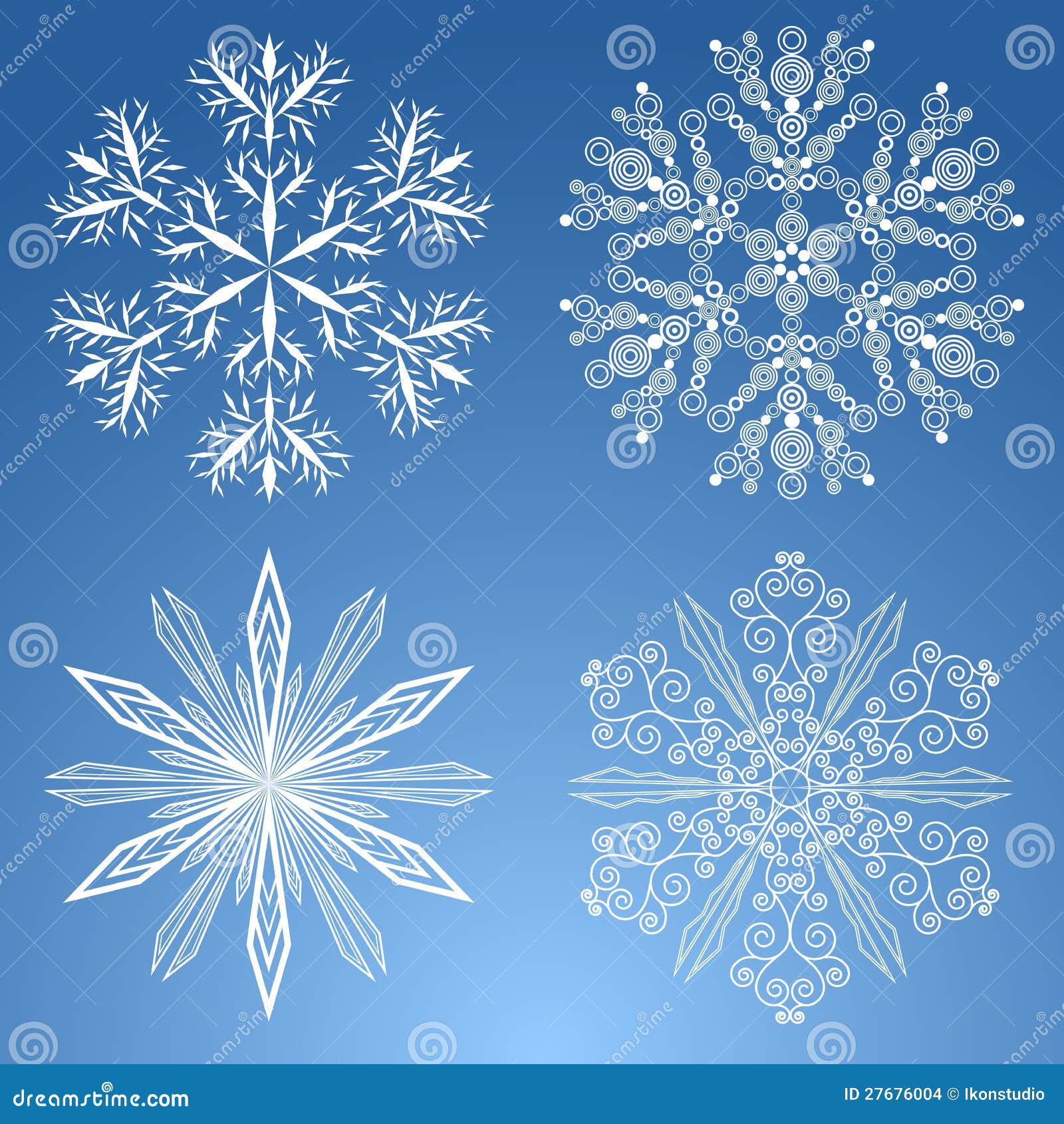 Four snowflakes stock vector. Illustration of flake, background - 27676004