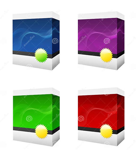 Four software boxes stock illustration. Illustration of application ...