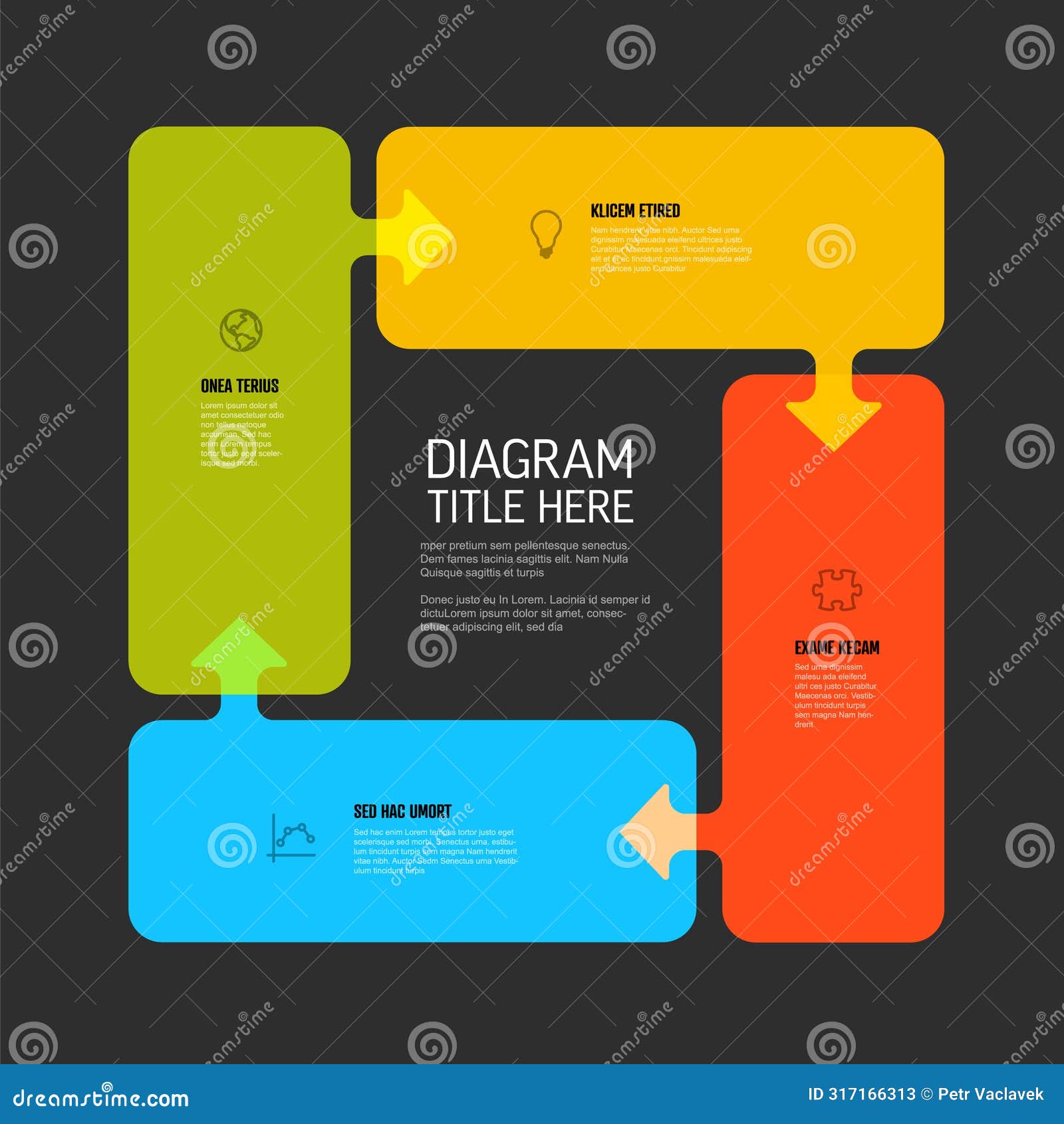 Six Content Rectangles With Triangle Arrows In Six Steps Infographic ...