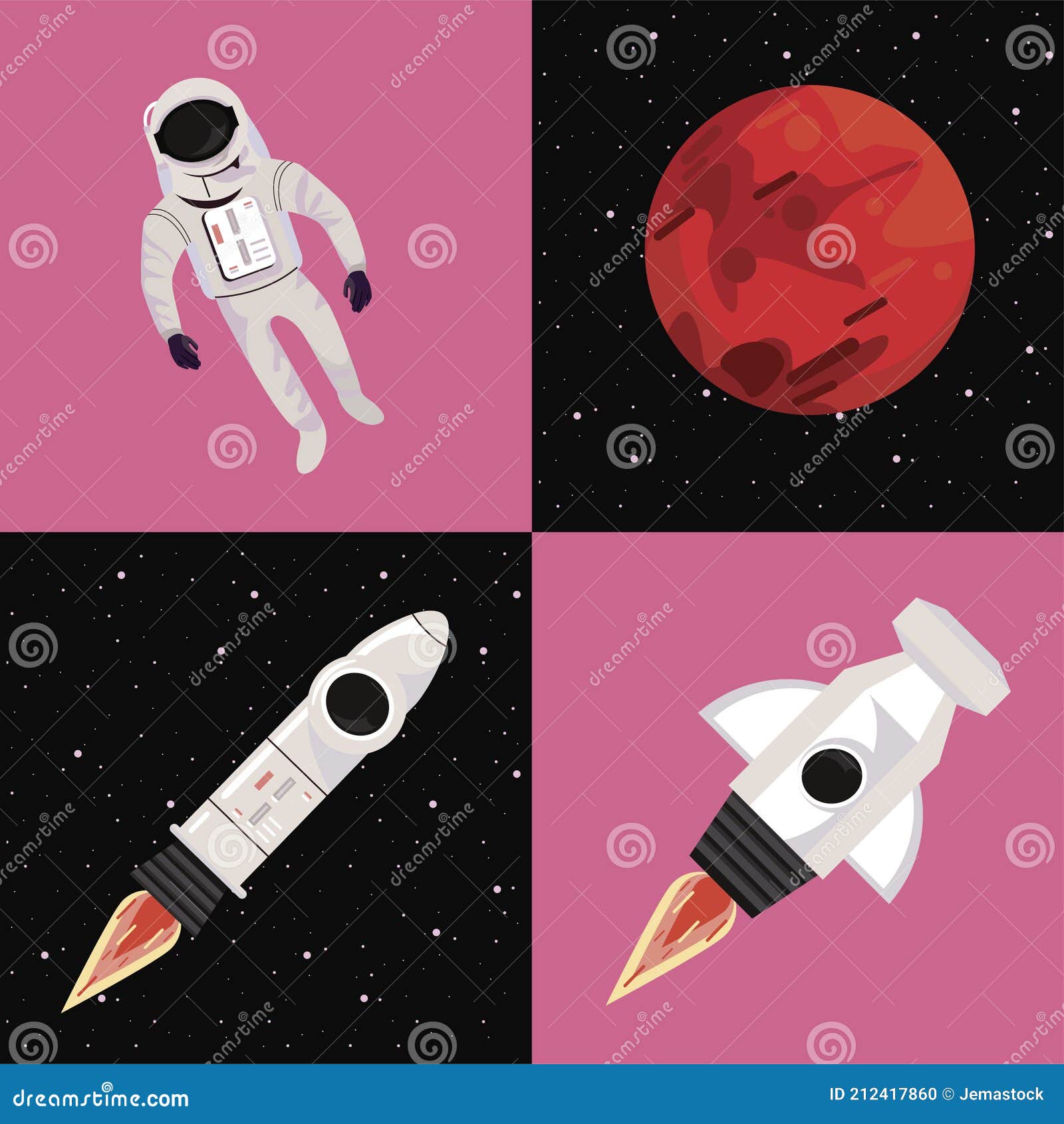 Four space icons stock vector. Illustration of space - 212417860