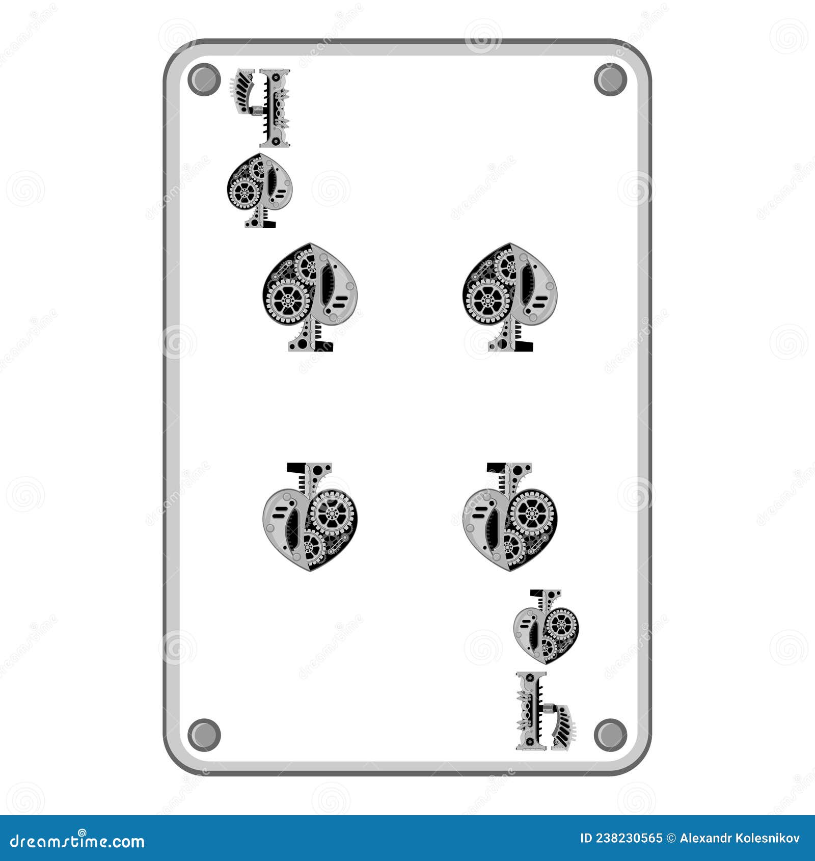 Four of Spades in the Style of Mechanical Steampunk. Vector ...