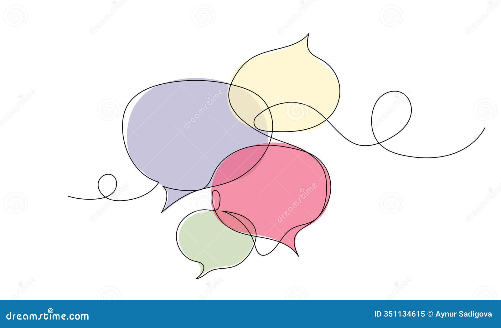 Four Speech Bubble One Line Style Illustration Vector Design Stock ...