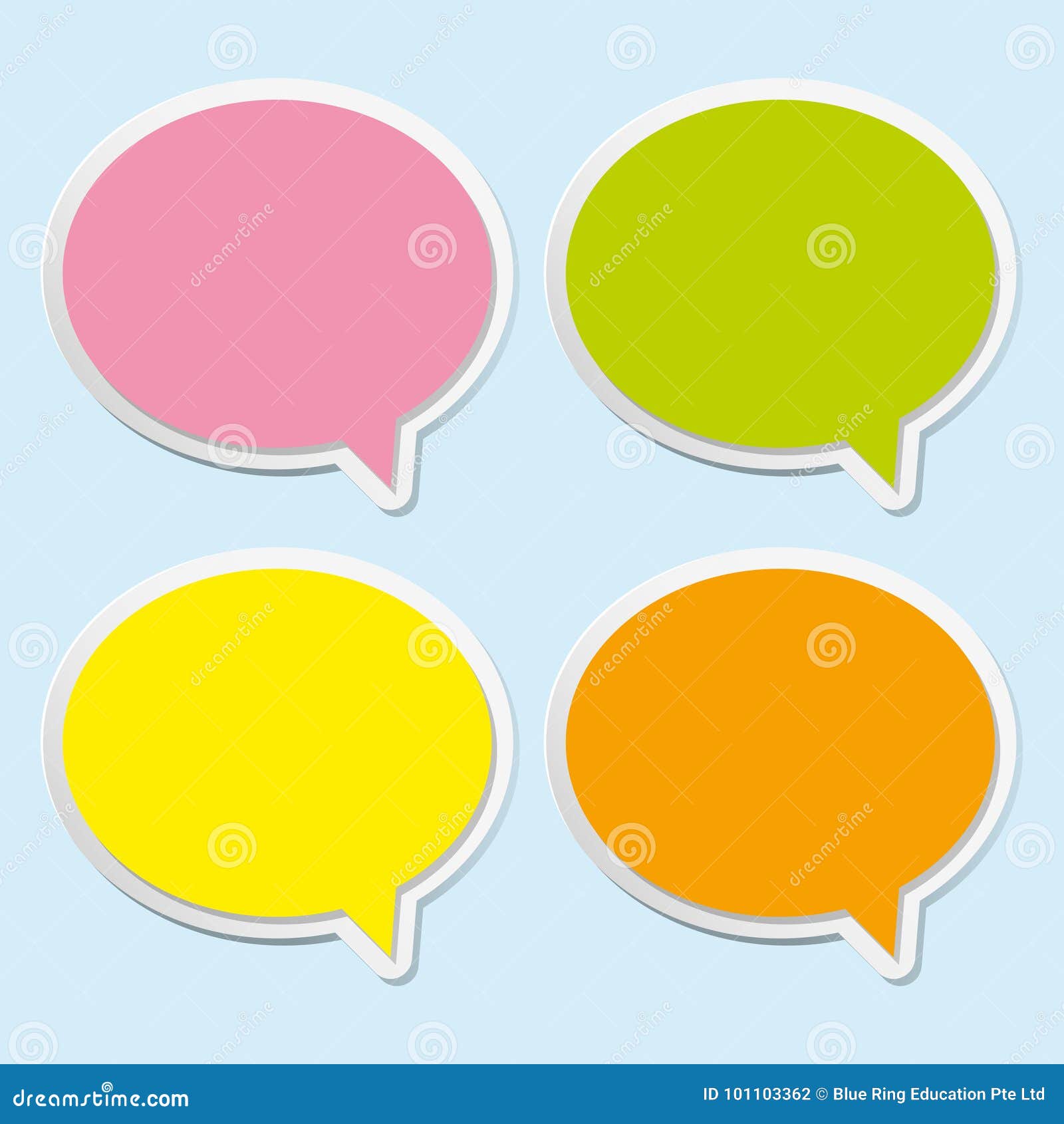 Four Speech Bubbles on Light Blue Background Stock Vector ...