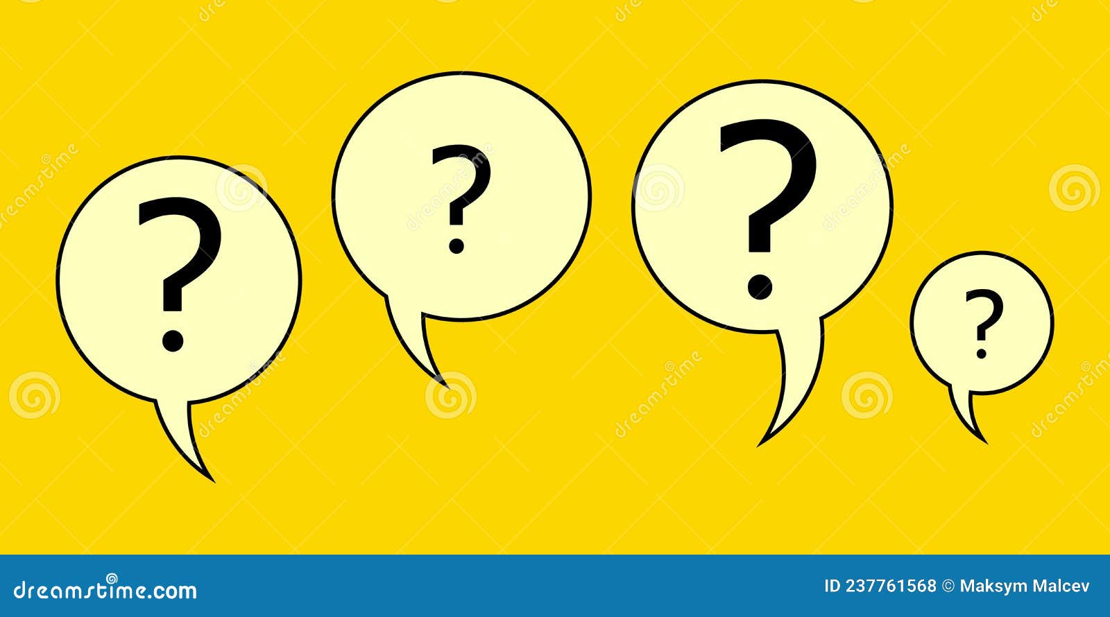 Four Speech Bubbles with Question Marks on a Yellow Background ...