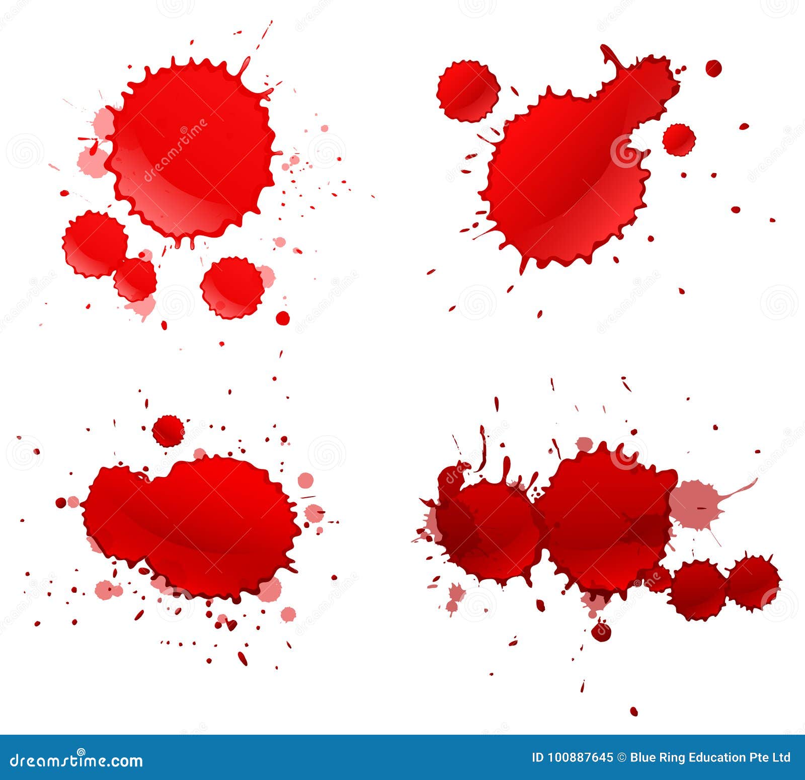 Four splashes of red color stock vector. Illustration of clipart ...